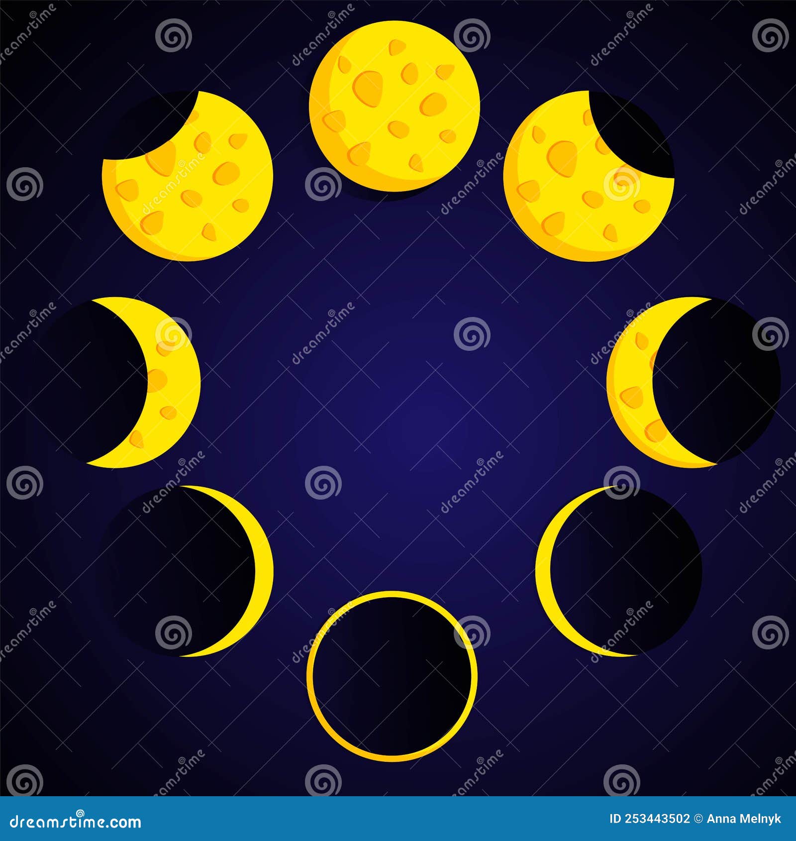 Vector Isolated Illustration Set of Yellow Moon Stock Vector ...