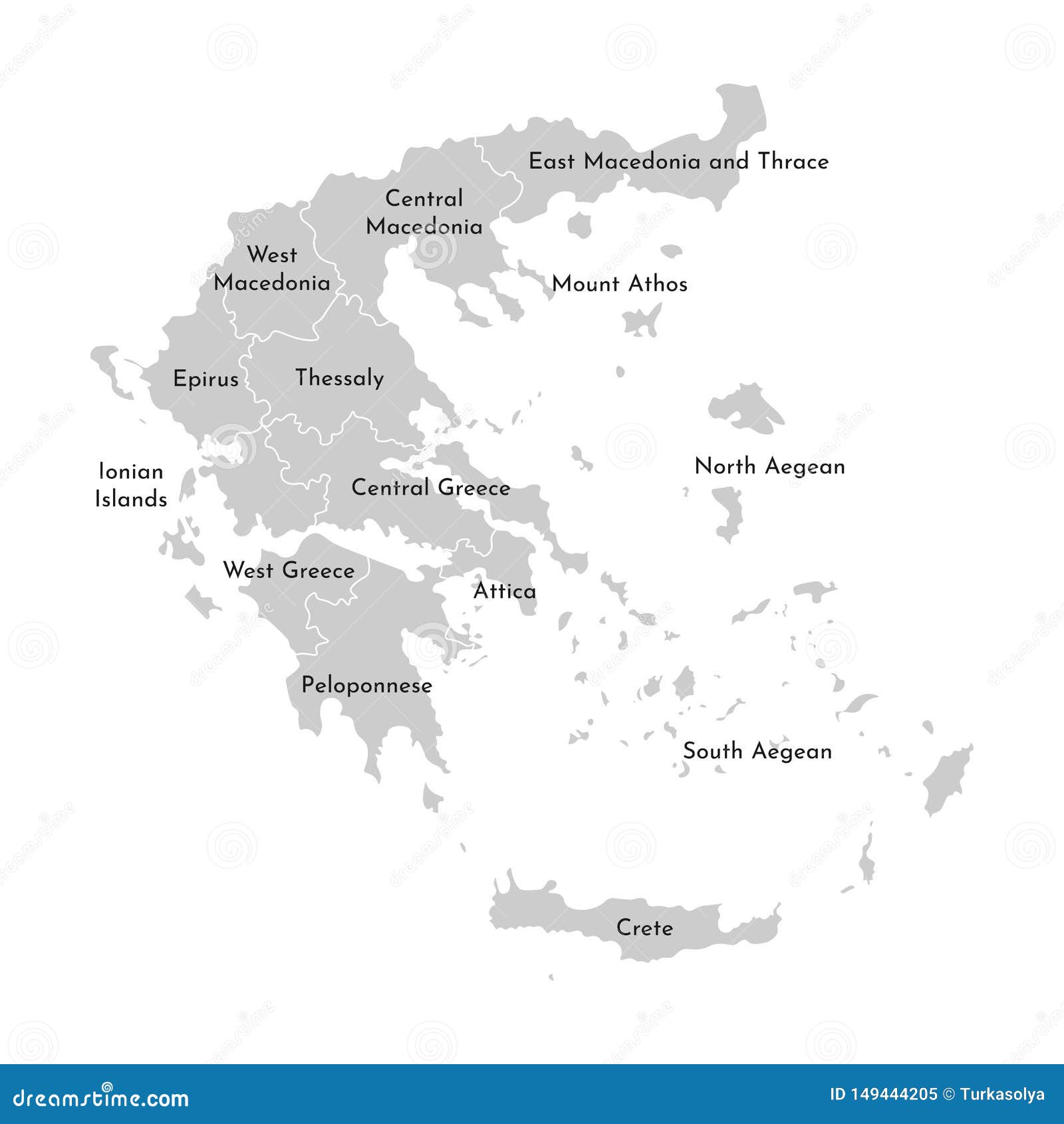 Vector Isolated Illustration of Simplified Administrative Map of Greece ...