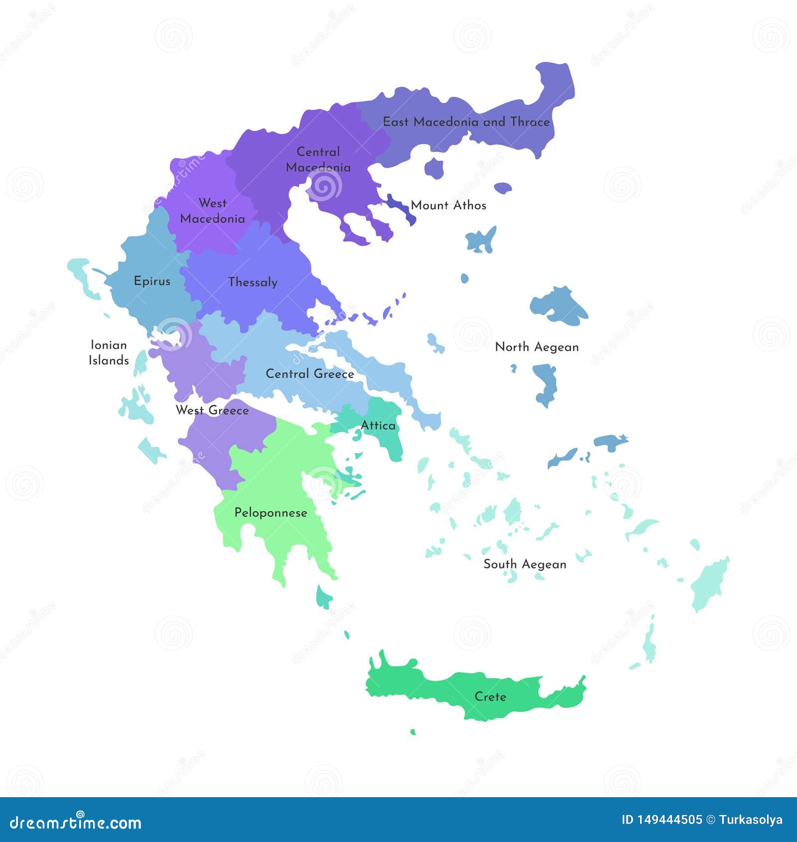 Vector Isolated Illustration of Simplified Administrative Map of Greece ...