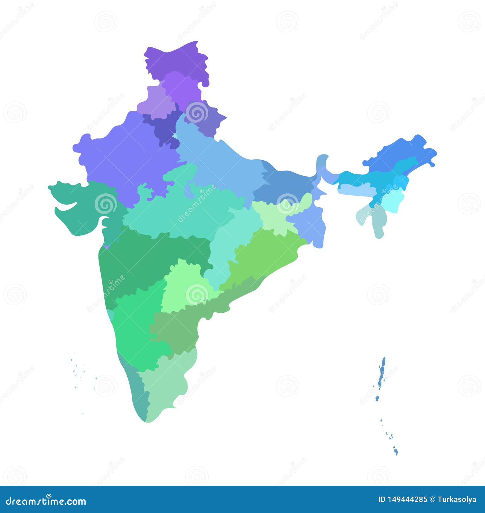 Vector Isolated Illustration Of Simplified Administrative Map Of India ...