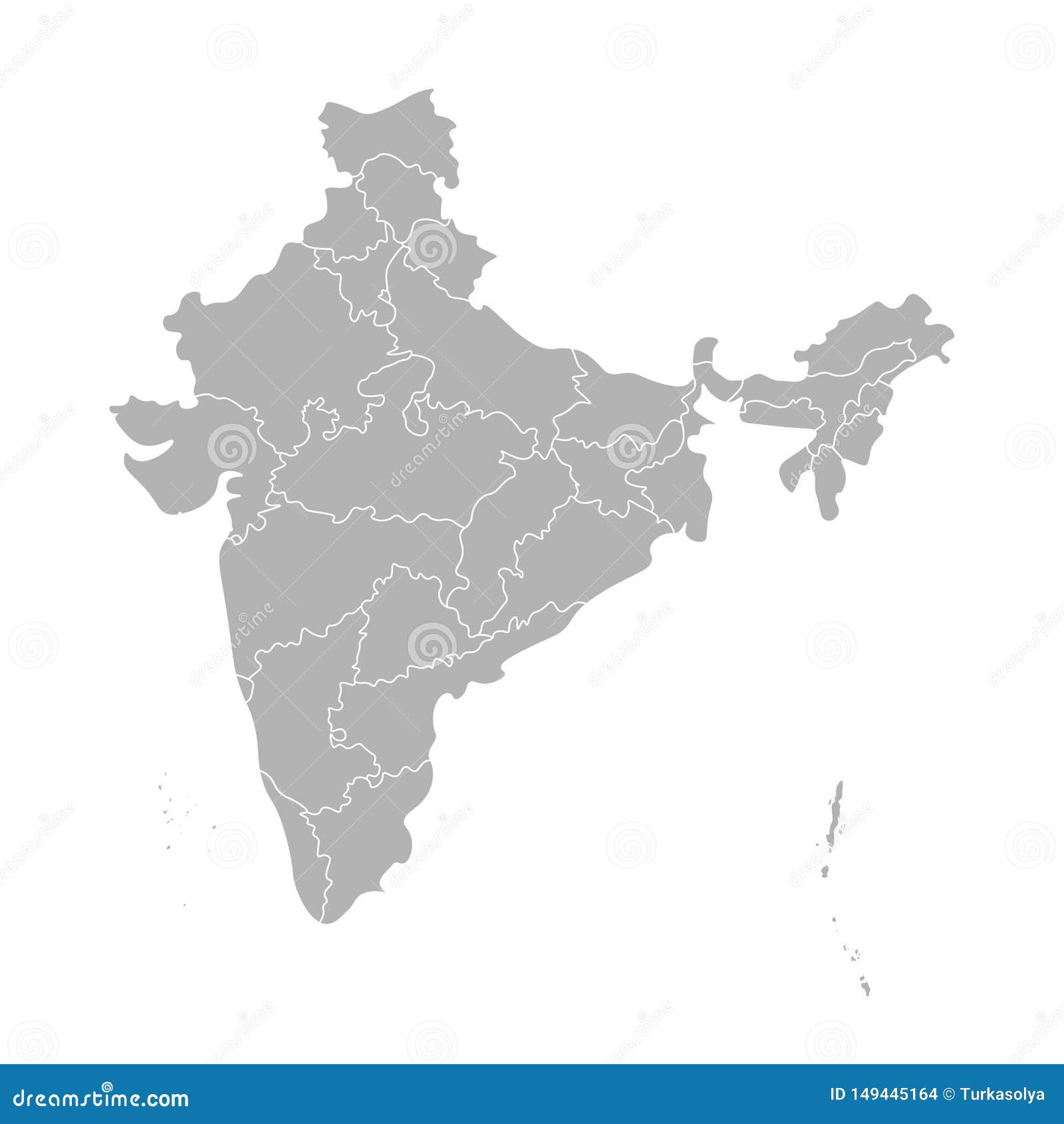 Vector Isolated Illustration of Simplified Administrative Map of India ... Vector Isolated Illustration of Simplified Administrative Map of India ...