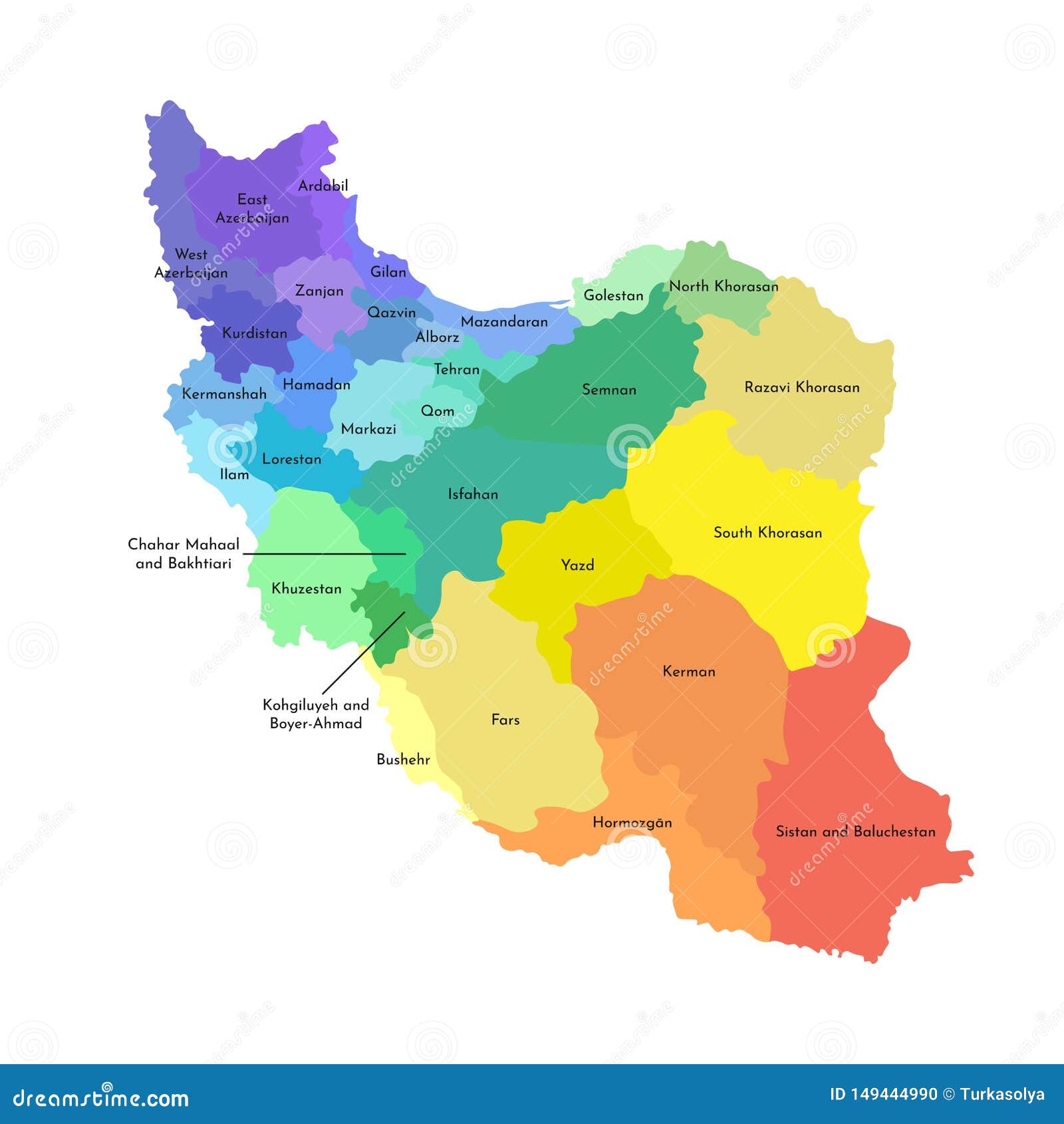 Simplified Map Of Iran Persia Outline. Fill And Stroke Are Nat Vector ...