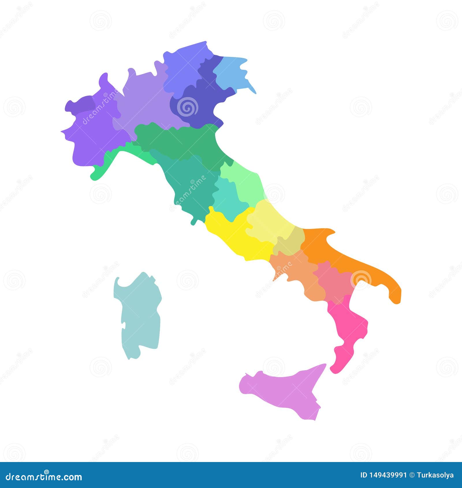 Simplified Italy Map With Regions, Vector Illustration | CartoonDealer ...