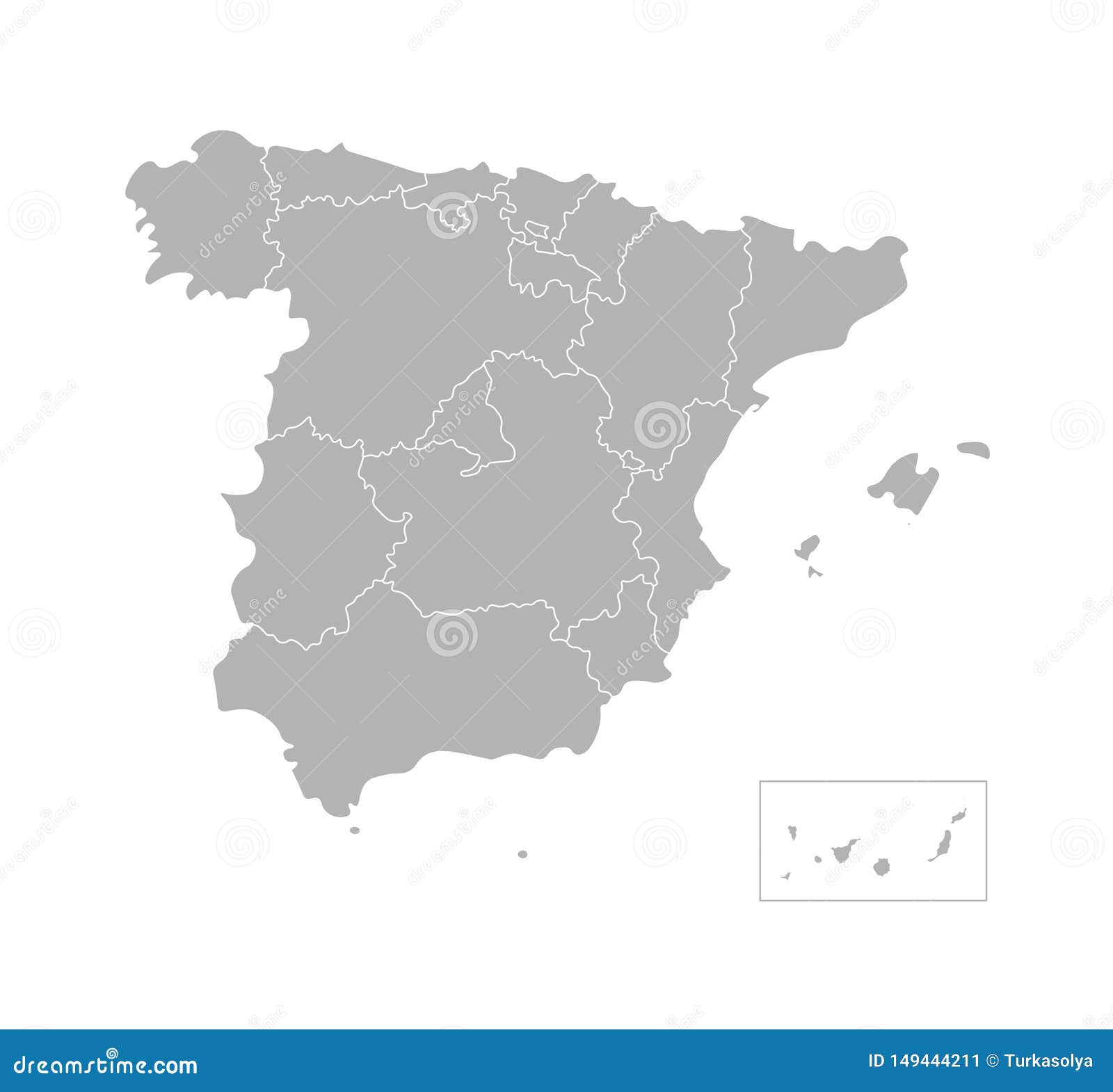 Simplified Map Of Spain Outline, With Slightly Bent Flag Under I Vector ...
