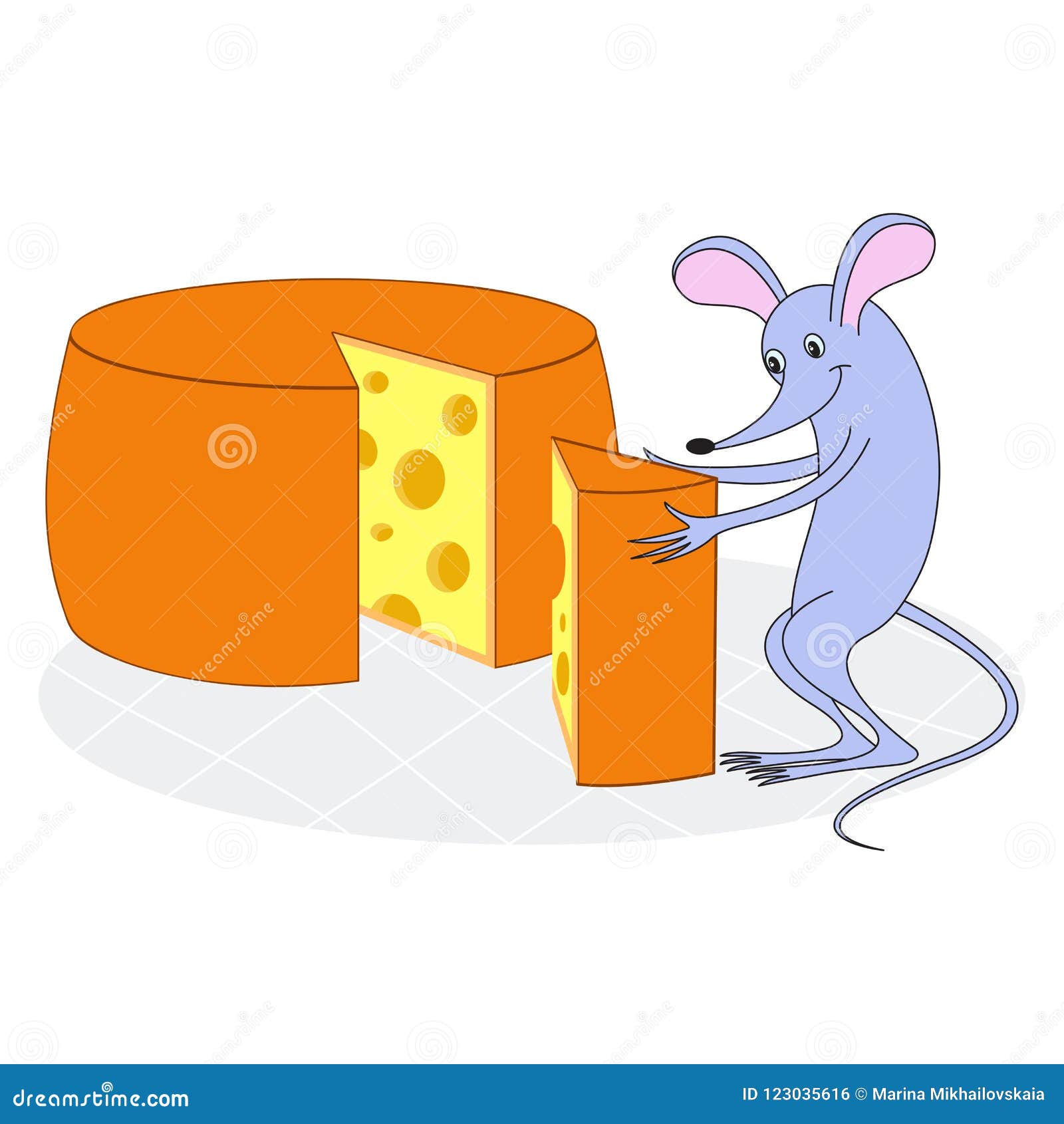 Vector, Isolated Illustration. Smiling Mouse with Cheese Stock Vector ...