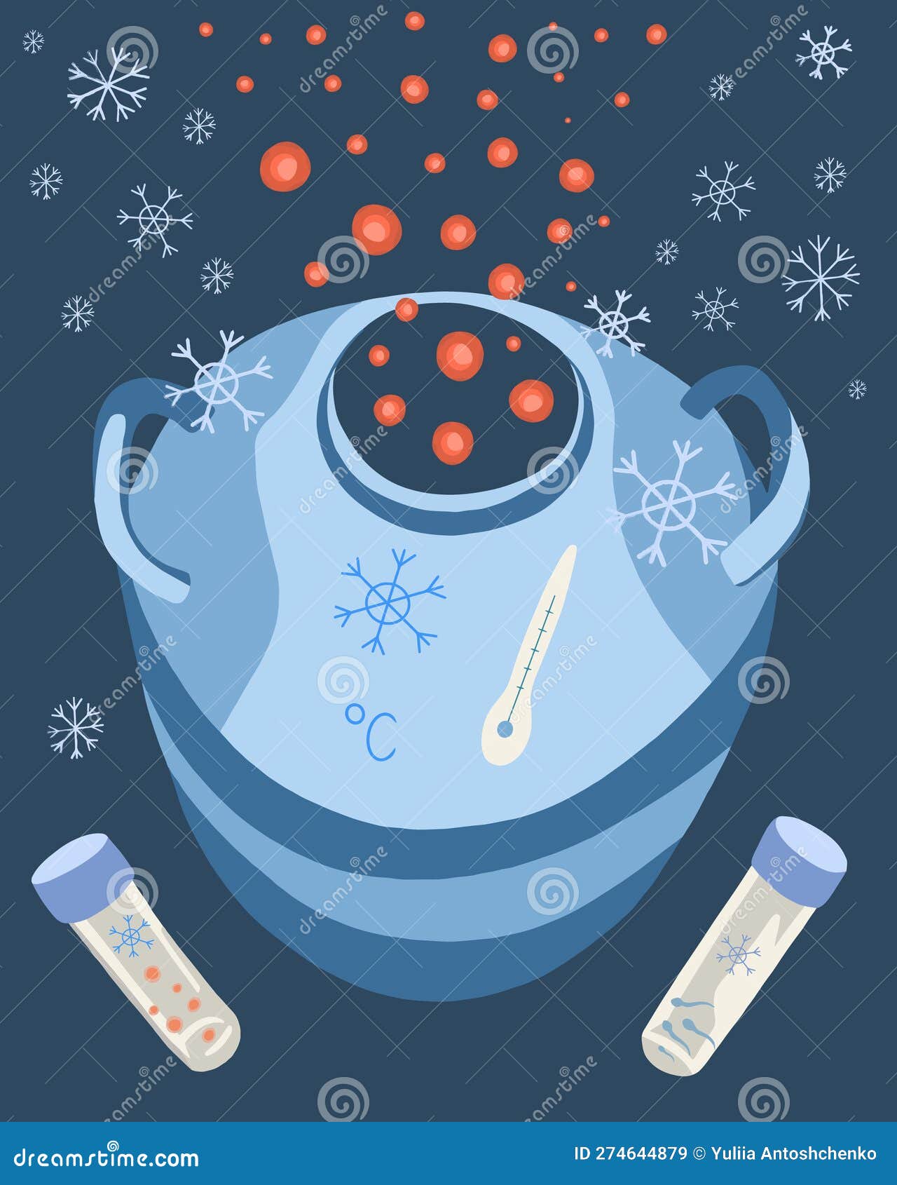 Vector Isolated Illustration of Stem Cell Cryo Freezing. Stock Vector ...