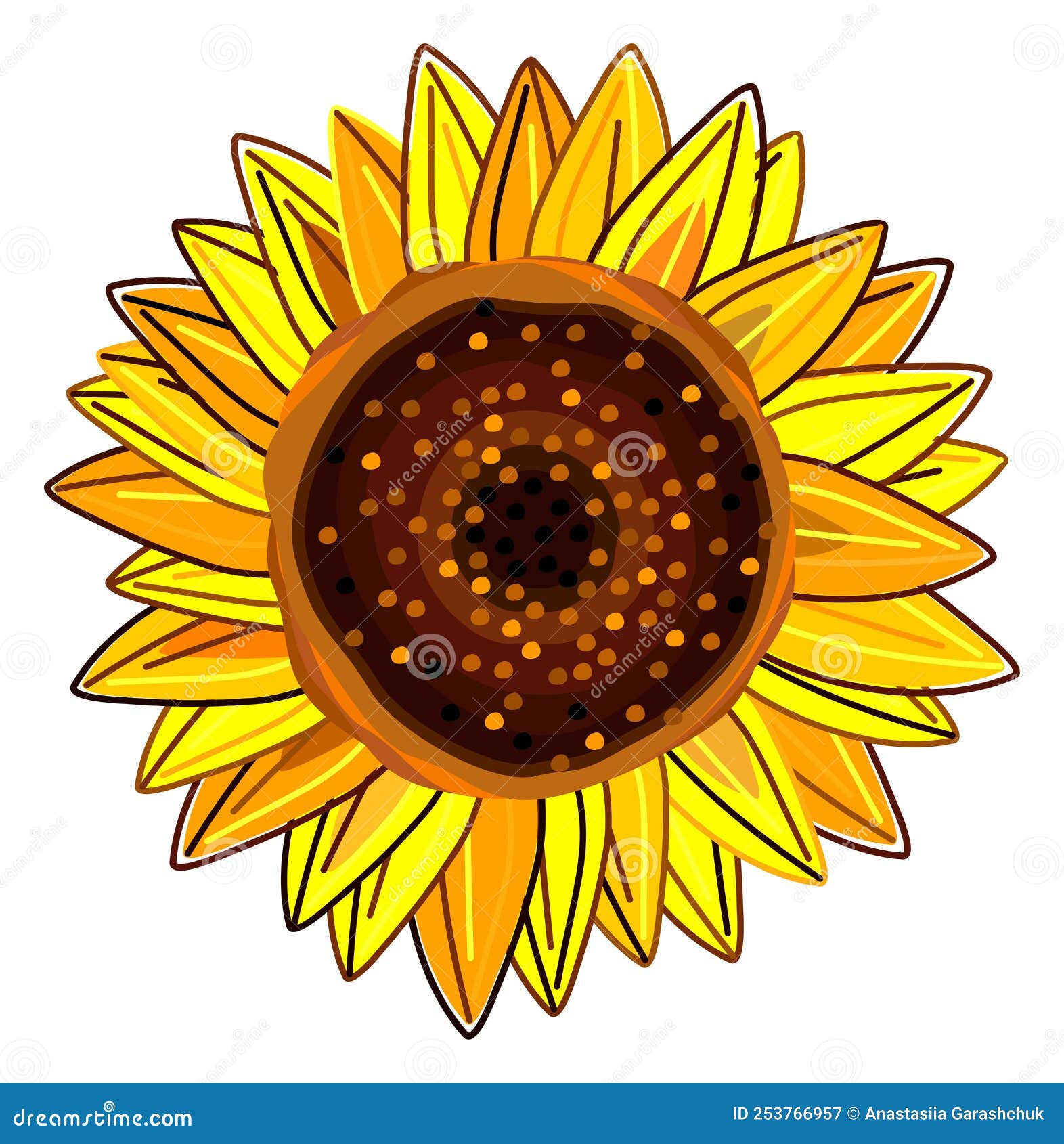 Vector Isolated Illustration of Sunflower. Stock Vector - Illustration ...