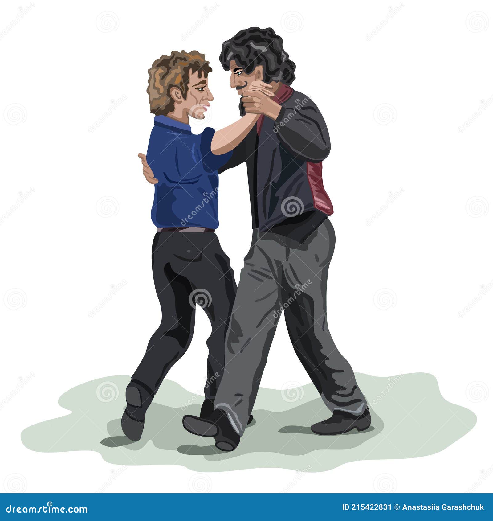 Vector Isolated Illustration of Two Men Dancing Tango Stock Vector ...
