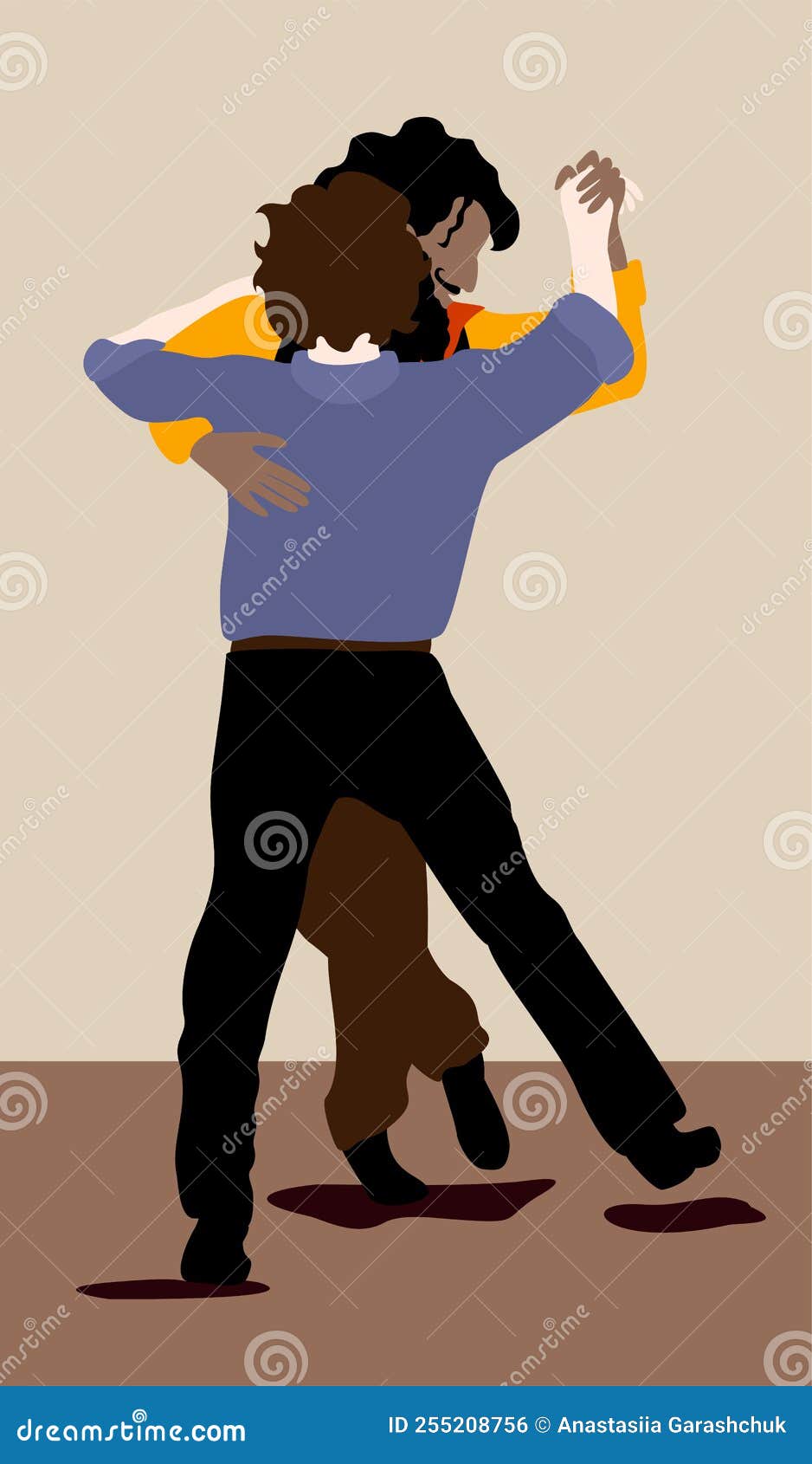 Vector Isolated Illustration of Two Men Dancing Tango. Stock ...