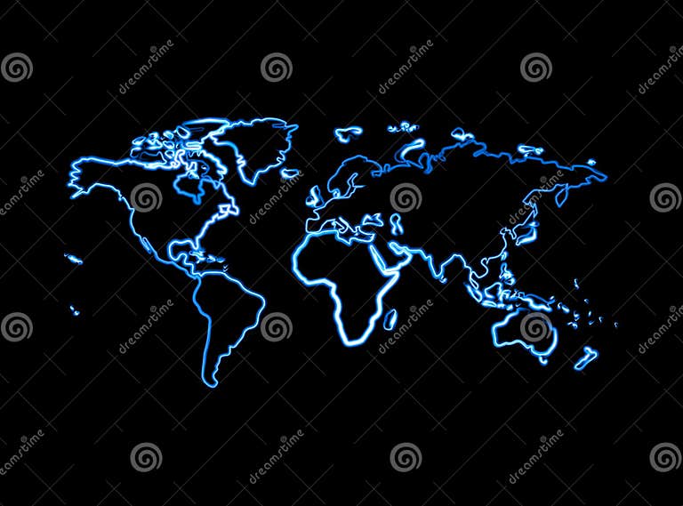 Vector Isolated Illustration of World Map with Neon Effect Stock Vector ...