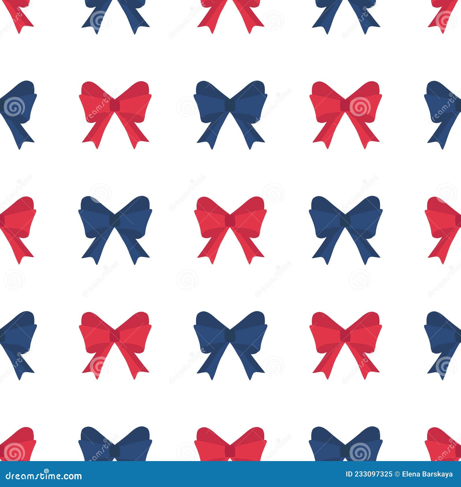 Red and Blue Bow Pattern on a White Background for Use in Textile Stock ...