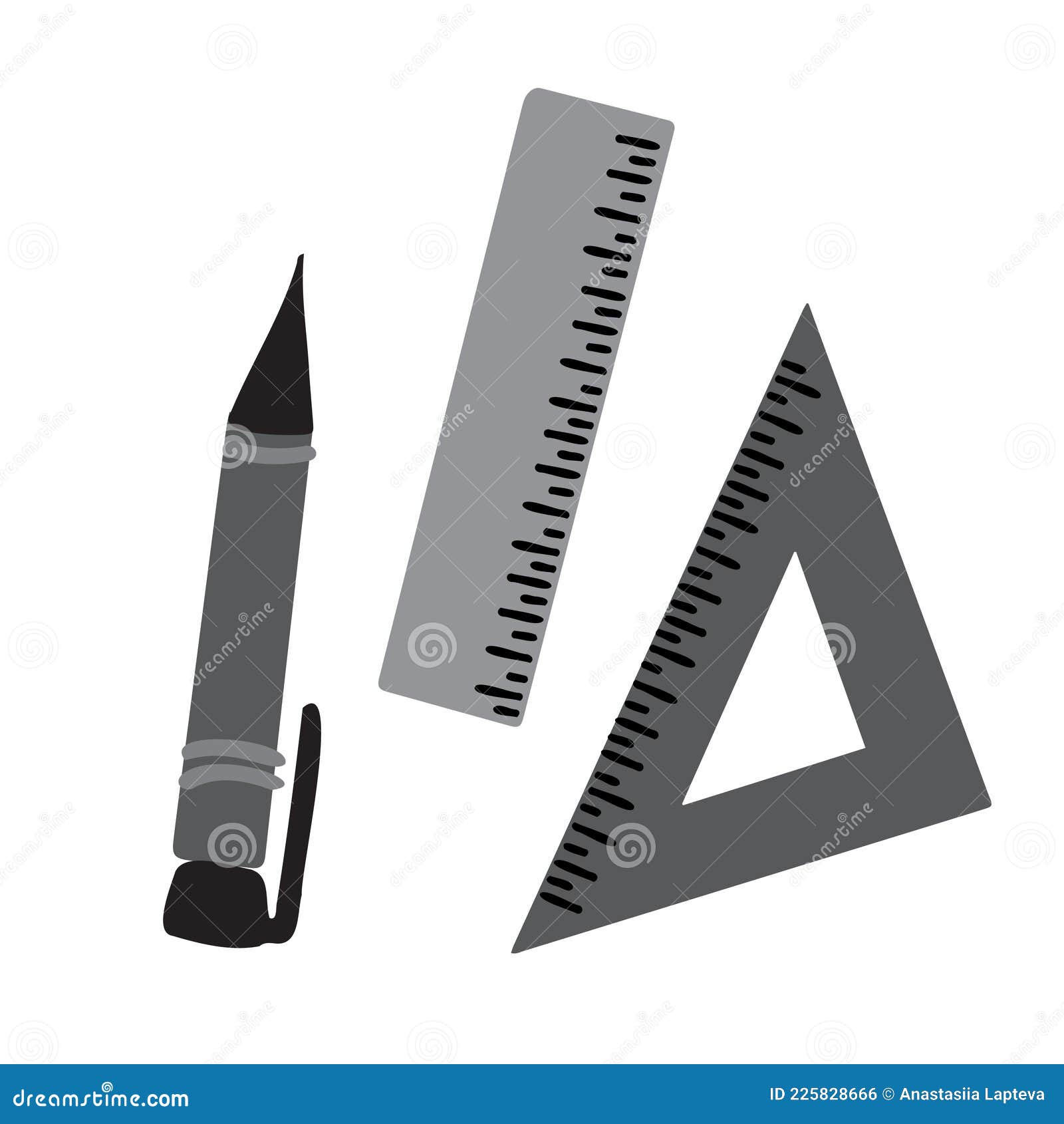 Vector Isolated Image Black and White Design of Study Supplies Pen and ...