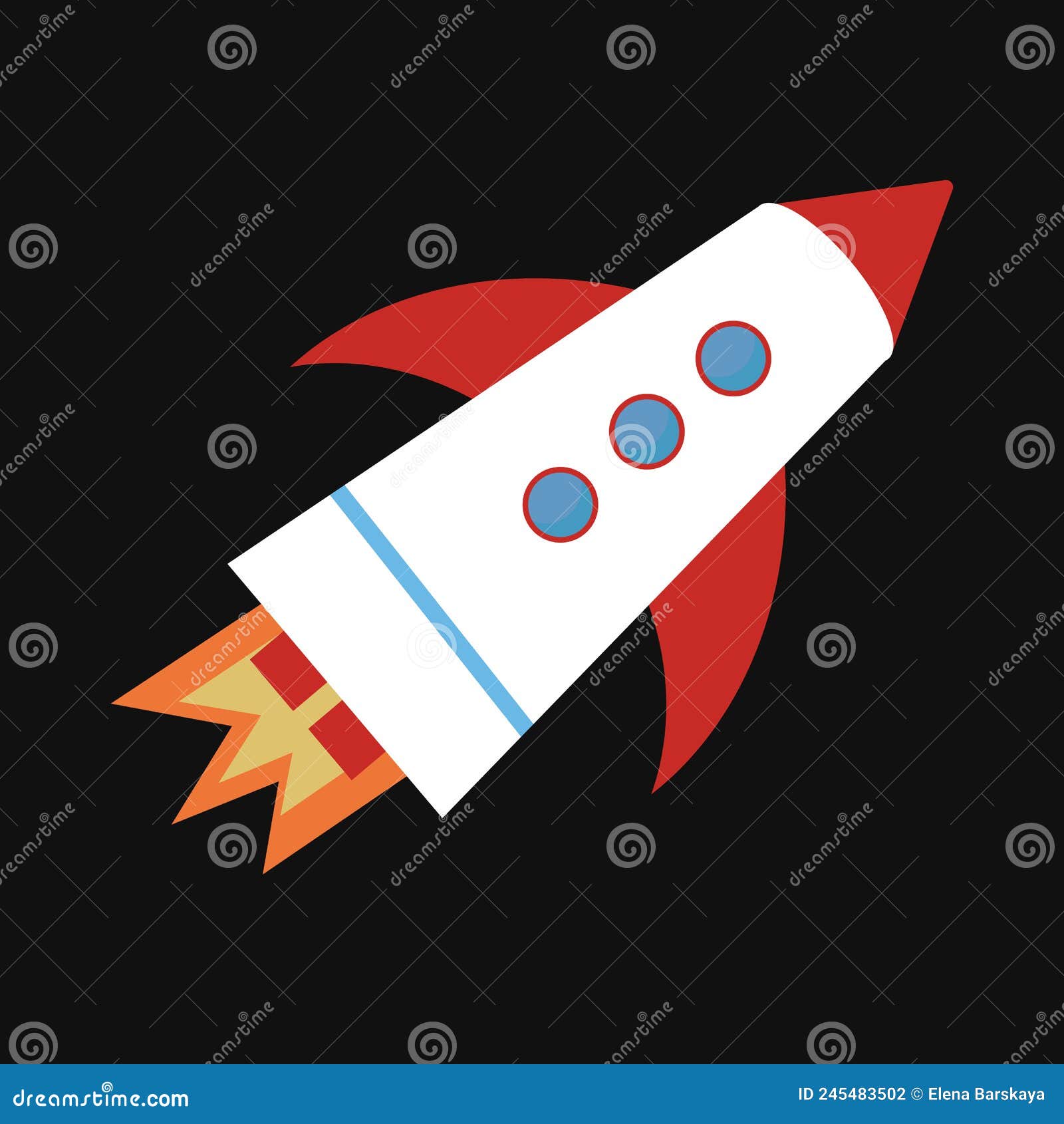 Space Rocket on Black Background for Use in Web Design Stock Vector ...