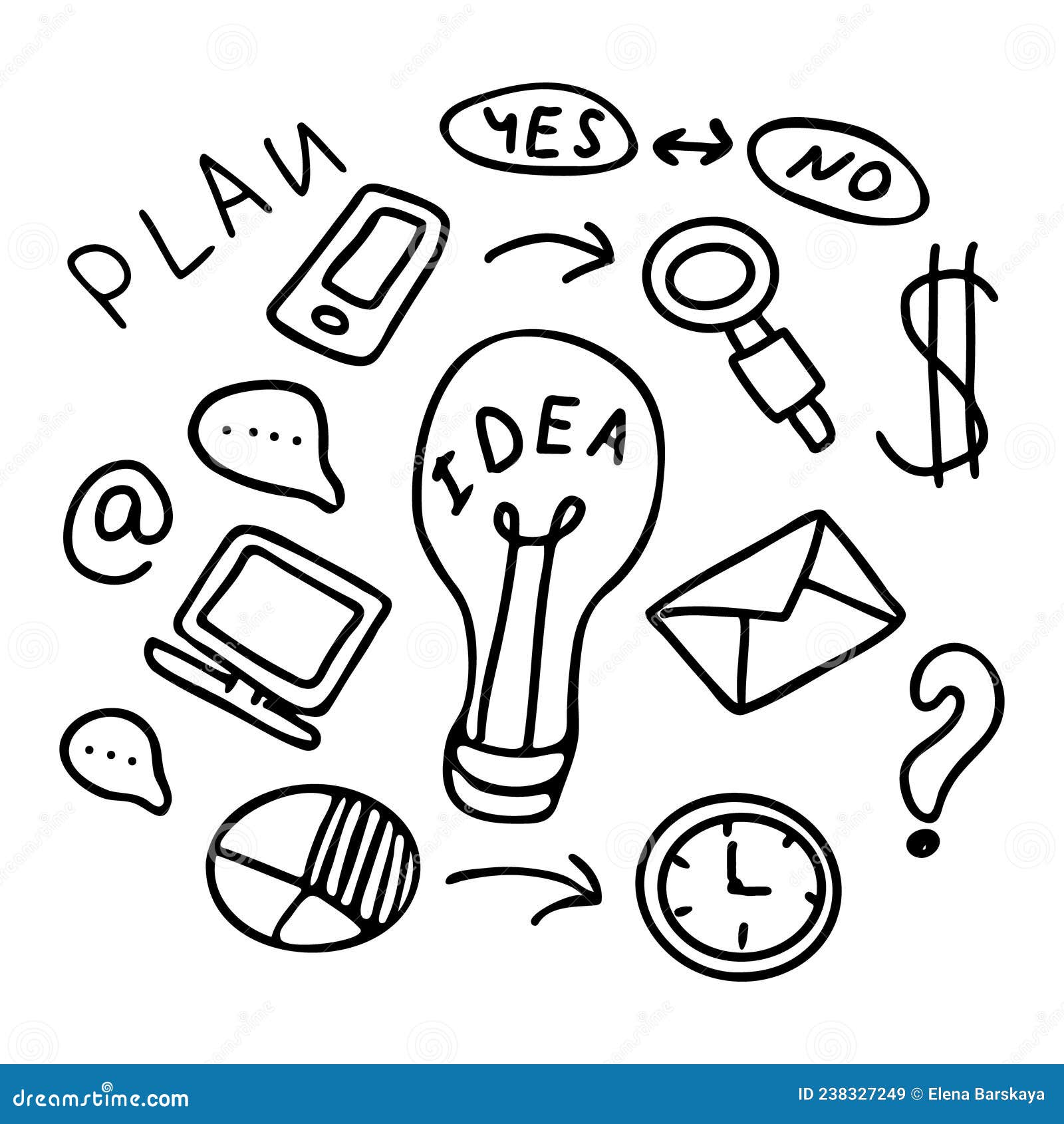 A Set of Objects in the Style of a Doodle on the Topic of Business ...