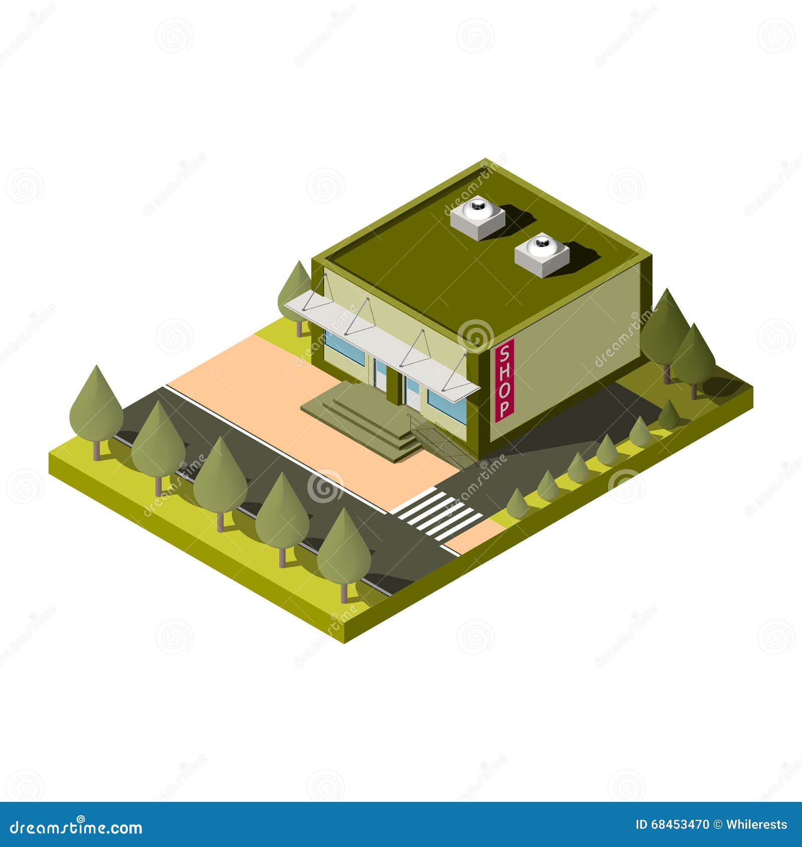 Vector Isolated Isometric Shop Building Icon. EPS 10 Stock Vector ...