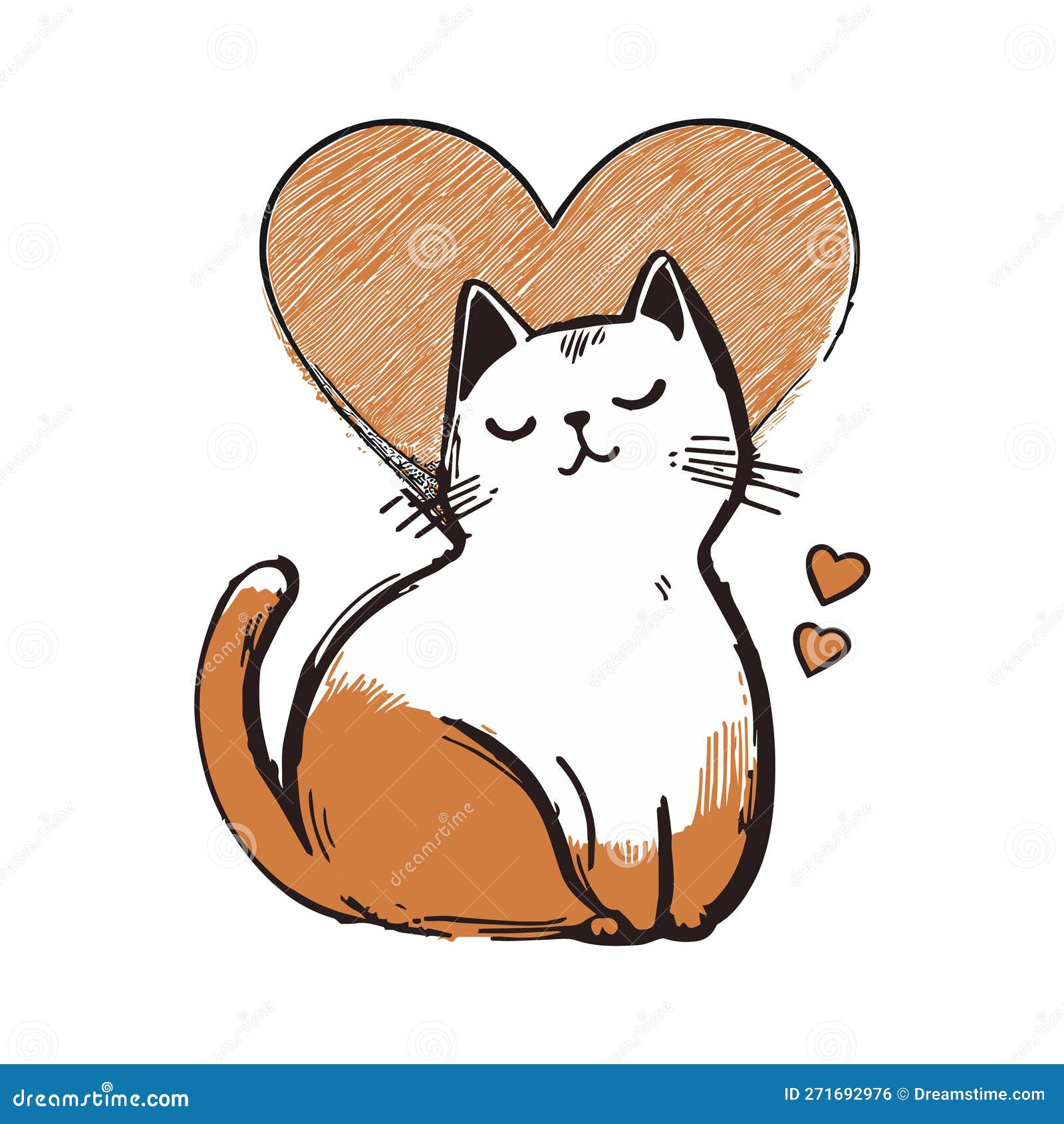 Vector Isolated Kitten with Heart on a White Background Stock ...