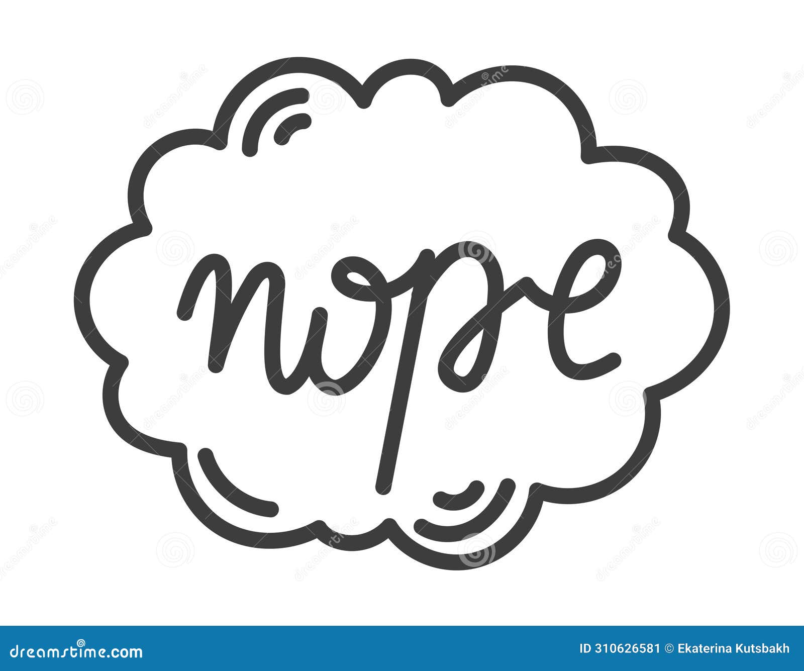 Vector Isolated Line Doodle Symbol, Speech Bubble with Lettering Nope ...