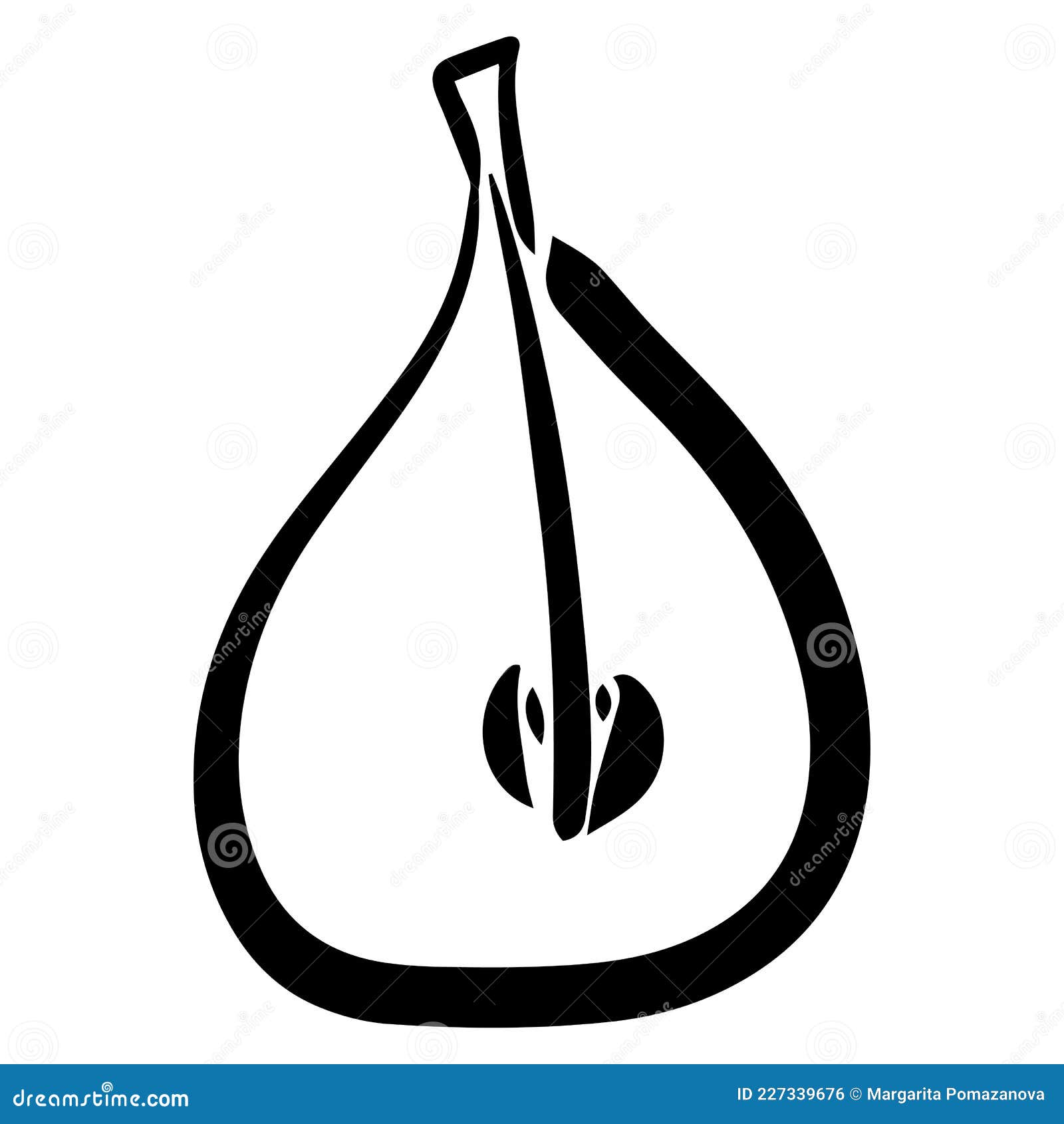 Vector Isolated Lineart Style Half Part Pear Stock Vector ...