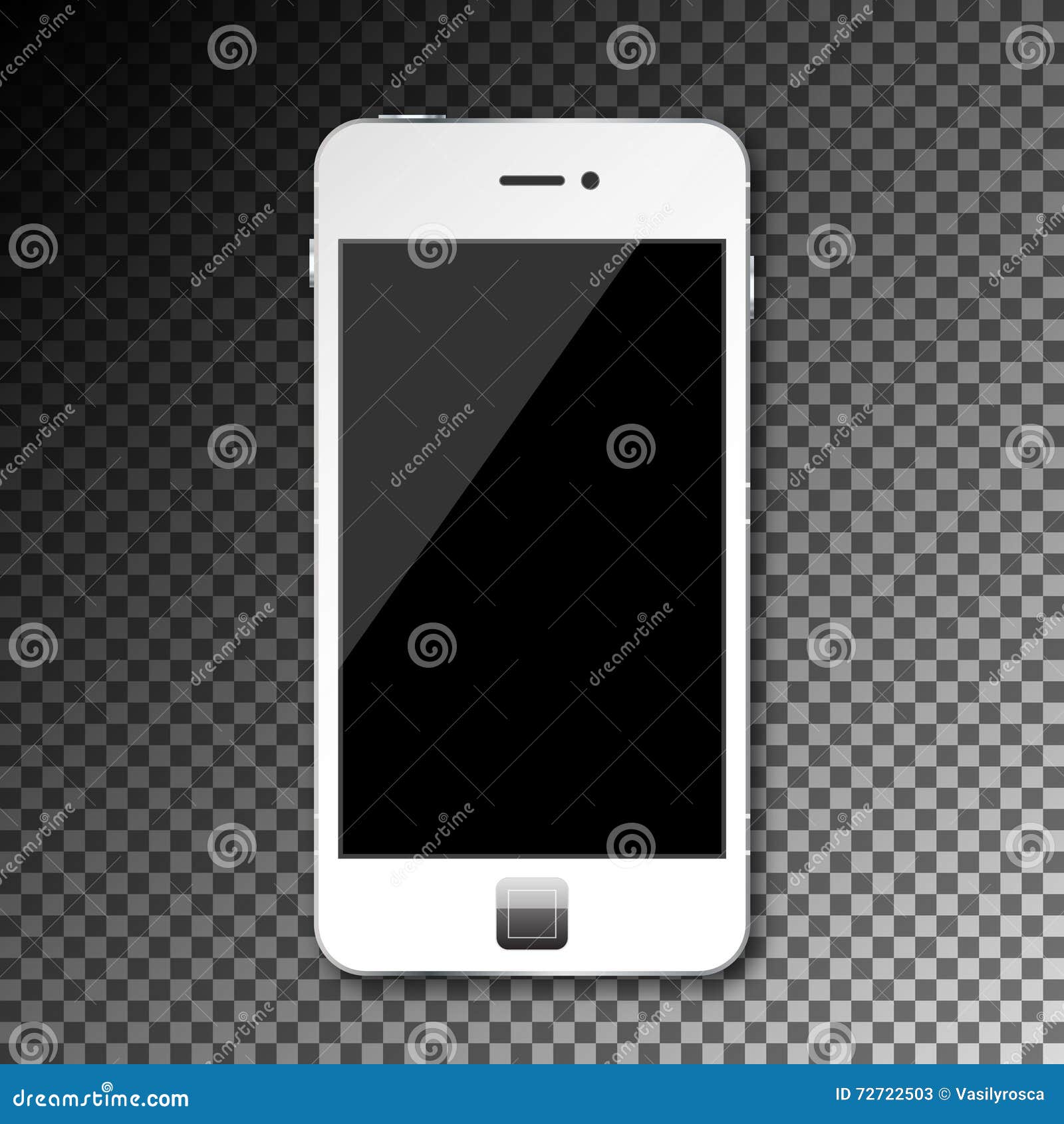 Vector Isolated Mobile Phone Smartphone on Transparent Grid. Stock ...