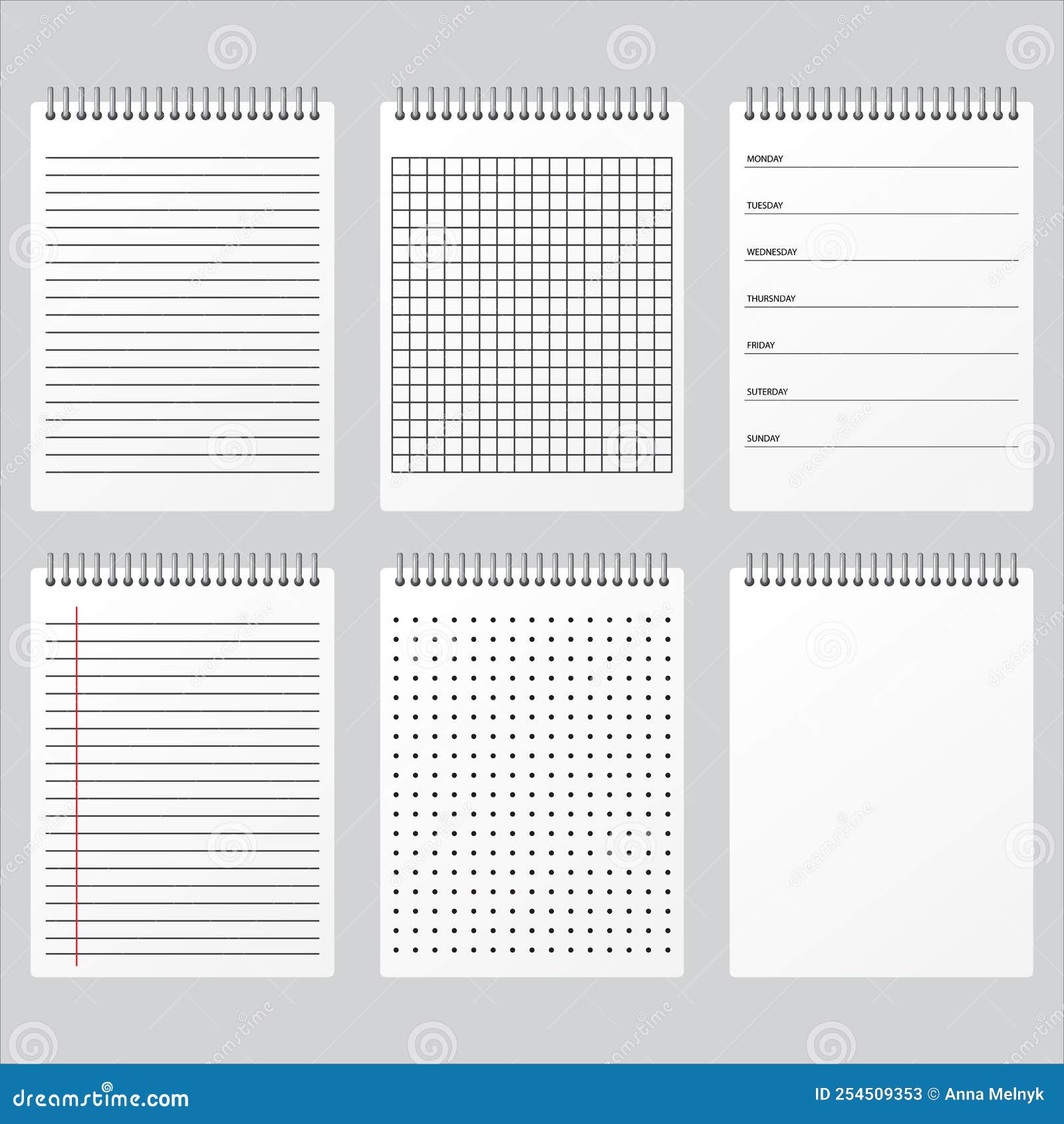 Vector Isolated Mockup of Notebook Sheets Stock Vector - Illustration of text, isolated: 254509353