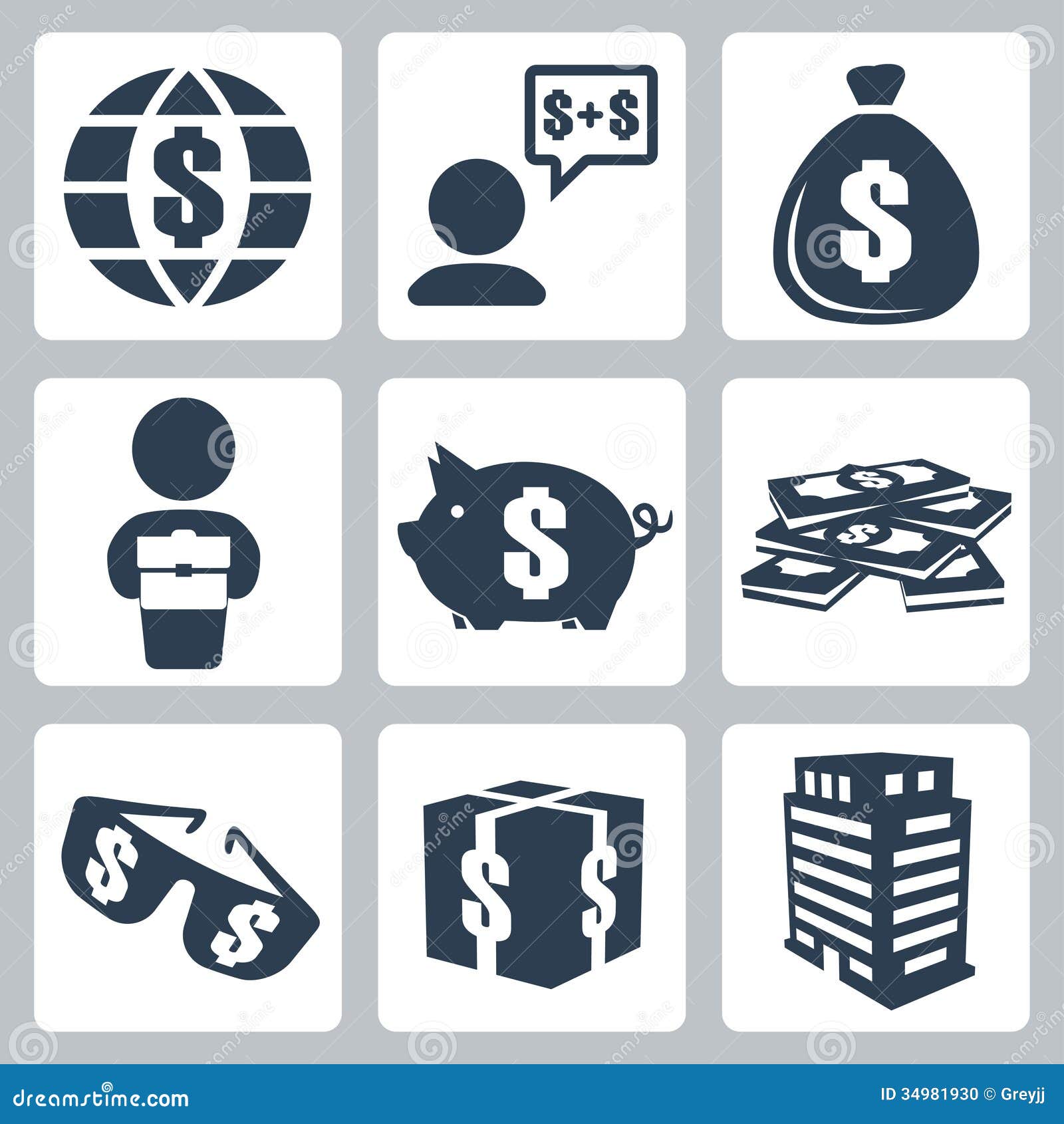 Vector Isolated Money Icons Set Stock Vector - Illustration of ...