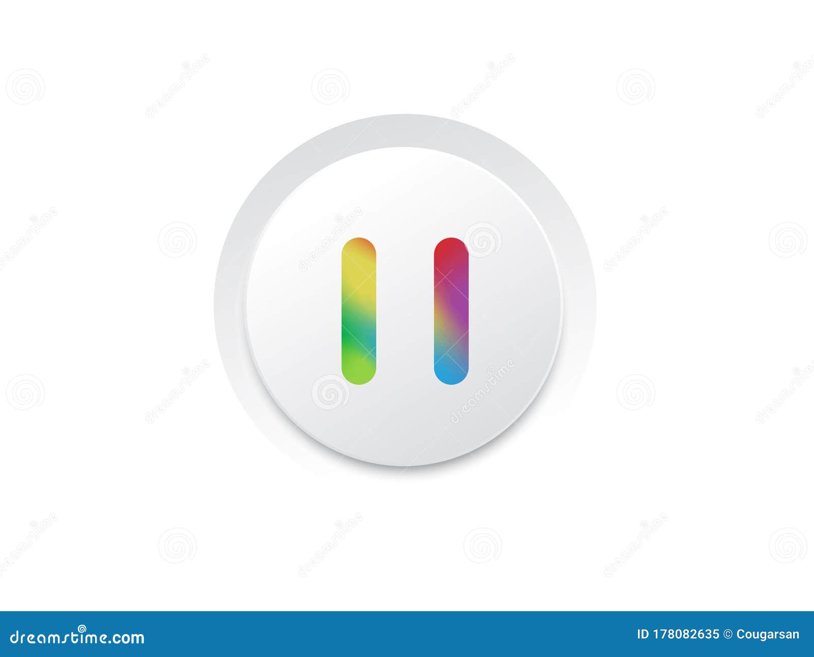 Music Player Pause Rainbow Gradient Icon Button Stock Vector ...