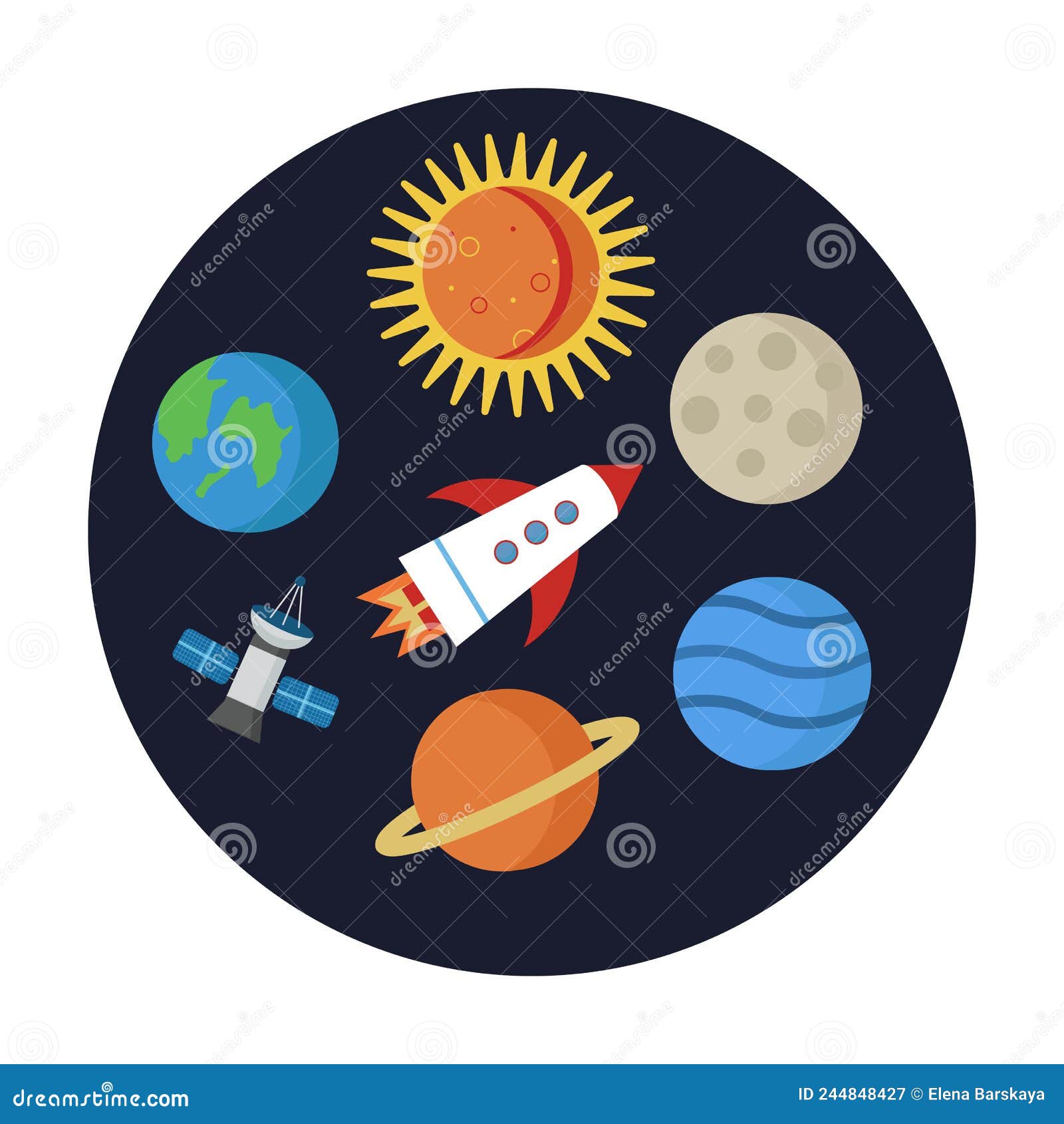 Vector Isolated Objects on Theme of Space for Use in Web Design Stock ...