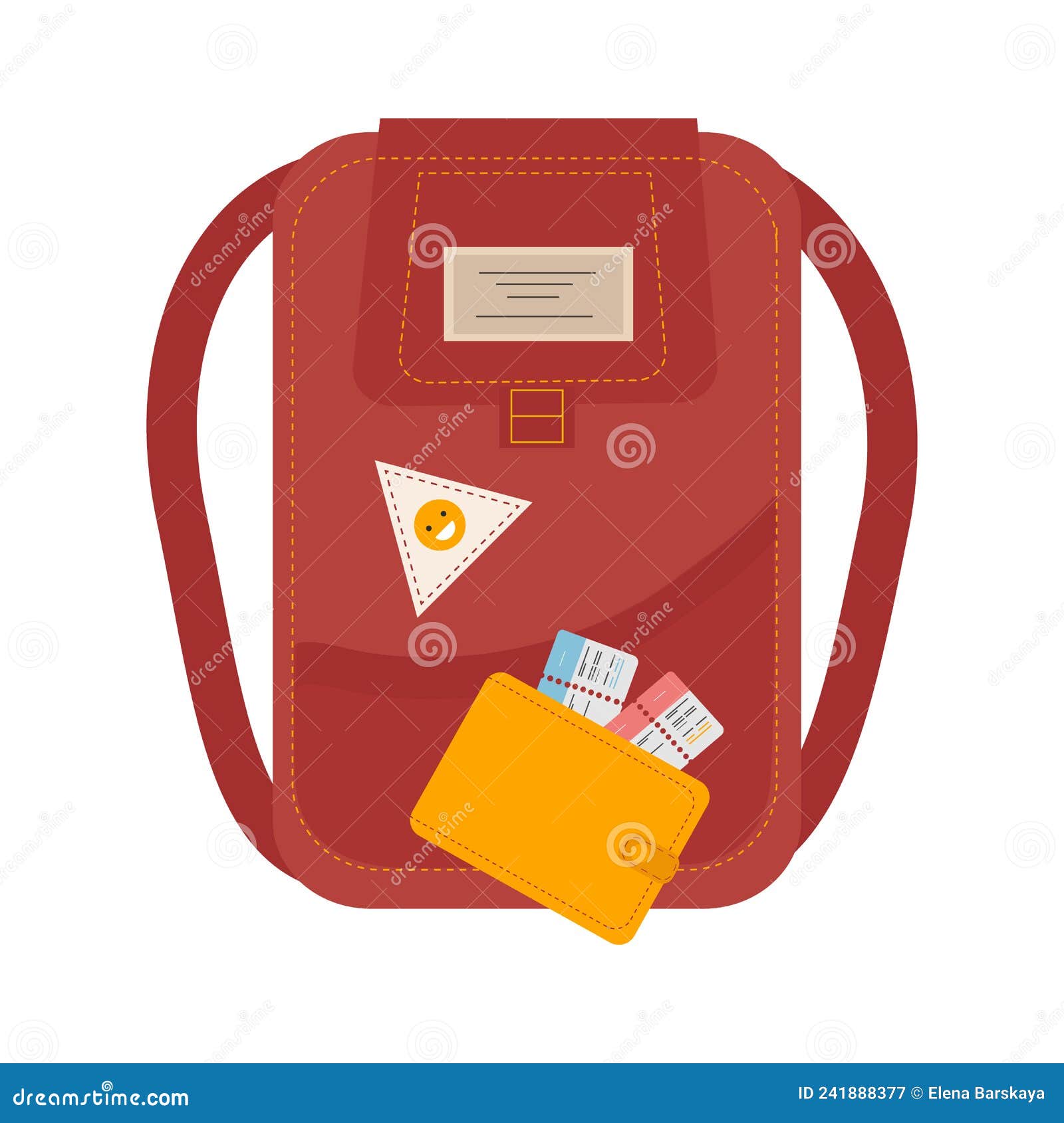 Backpack and Wallet for Use in Website Design Stock Vector ...
