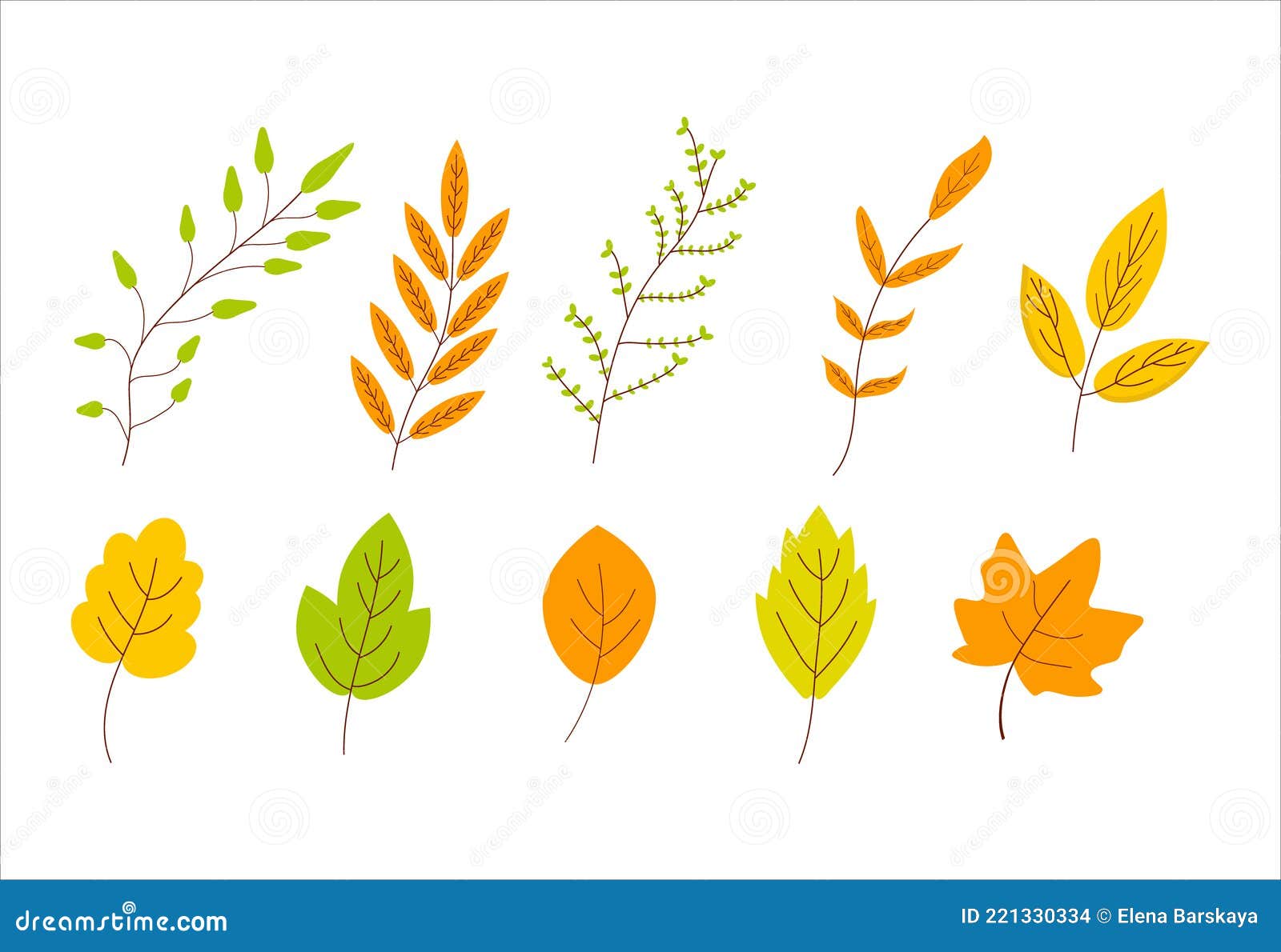 Set of Autumn Leaves on a White Background for Use in Clip Art or Web ...
