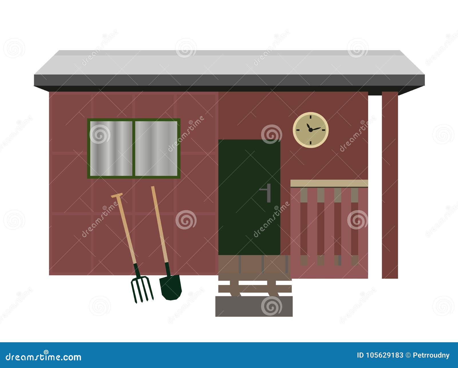Vector Isolated Old Garden Shed Stock Vector - Illustration of farming ...