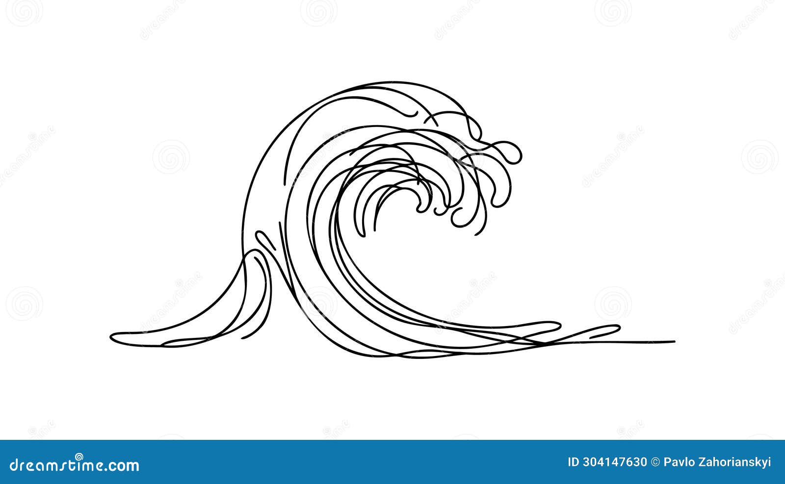 Vector Isolated One Line Simple Waves Line Drawing. Single Line Waves ...