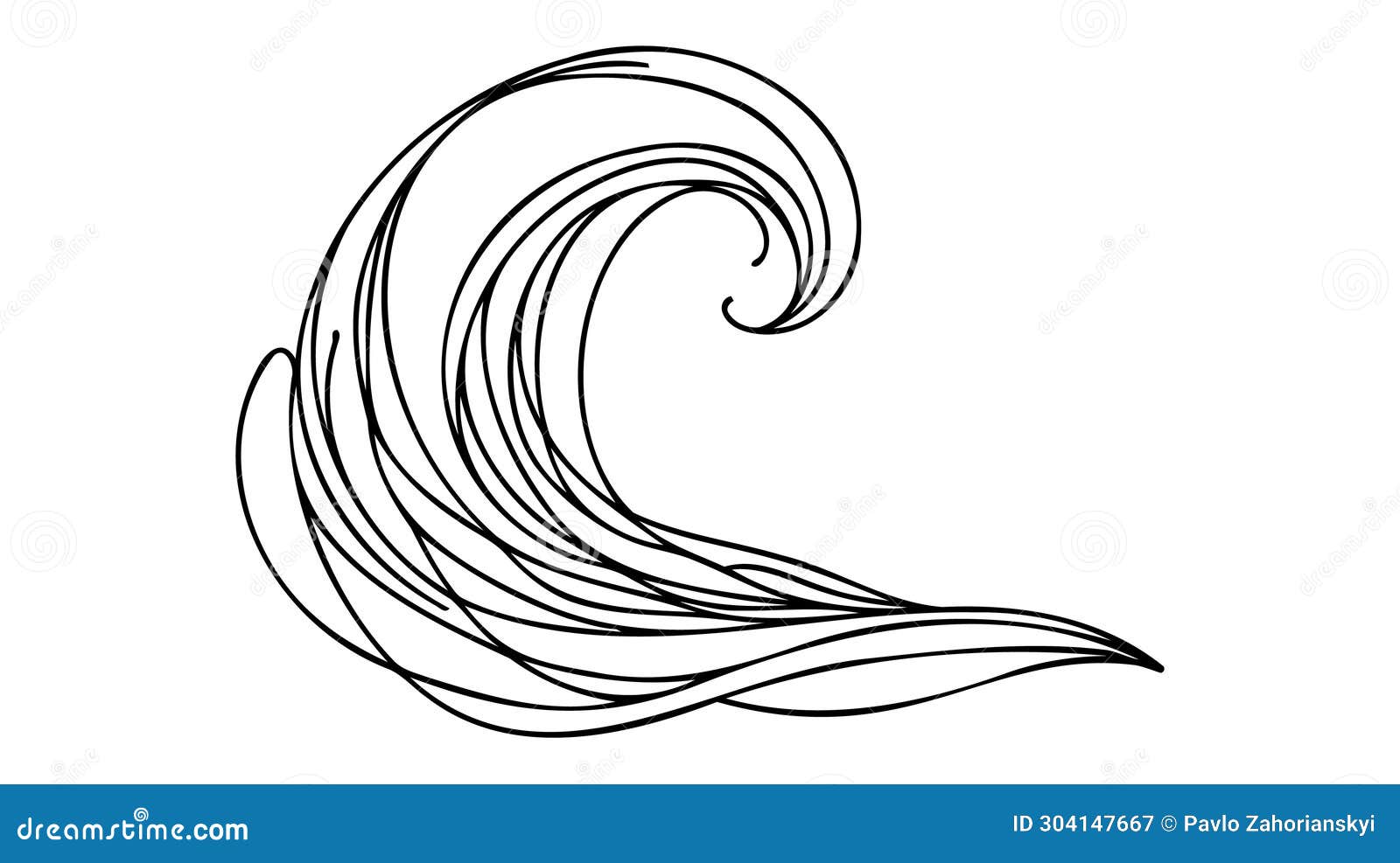 Vector Isolated One Line Simple Waves Line Drawing. Single Line Waves ...