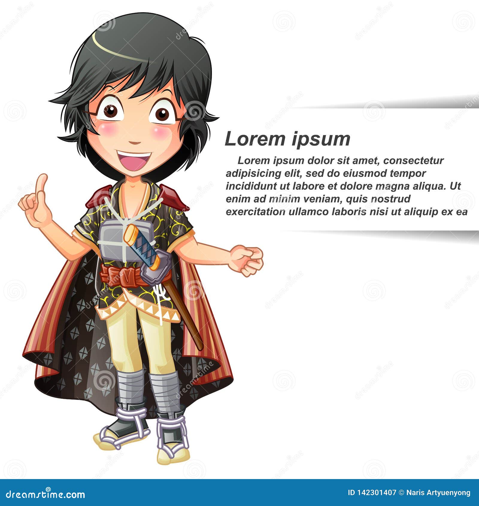 Vector Isolated Person in Samurai Suit. Stock Vector - Illustration of ...