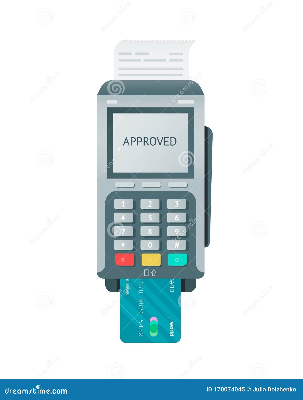 Vector Isolated Pos Terminal with Card and Reciept. Flat Style Stock ...