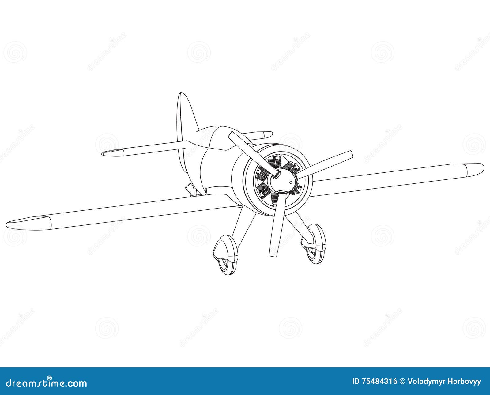 Vector Isolated Propeller Plane Drawing Stock Vector - Illustration of ...
