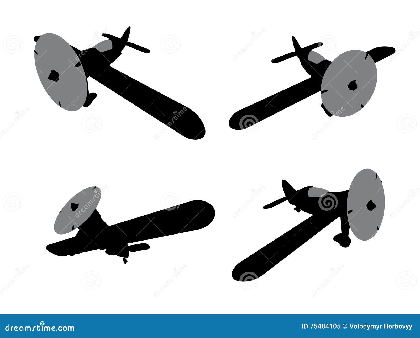 Vector Isolated Propeller Plane Set Stock Vector - Illustration of ...