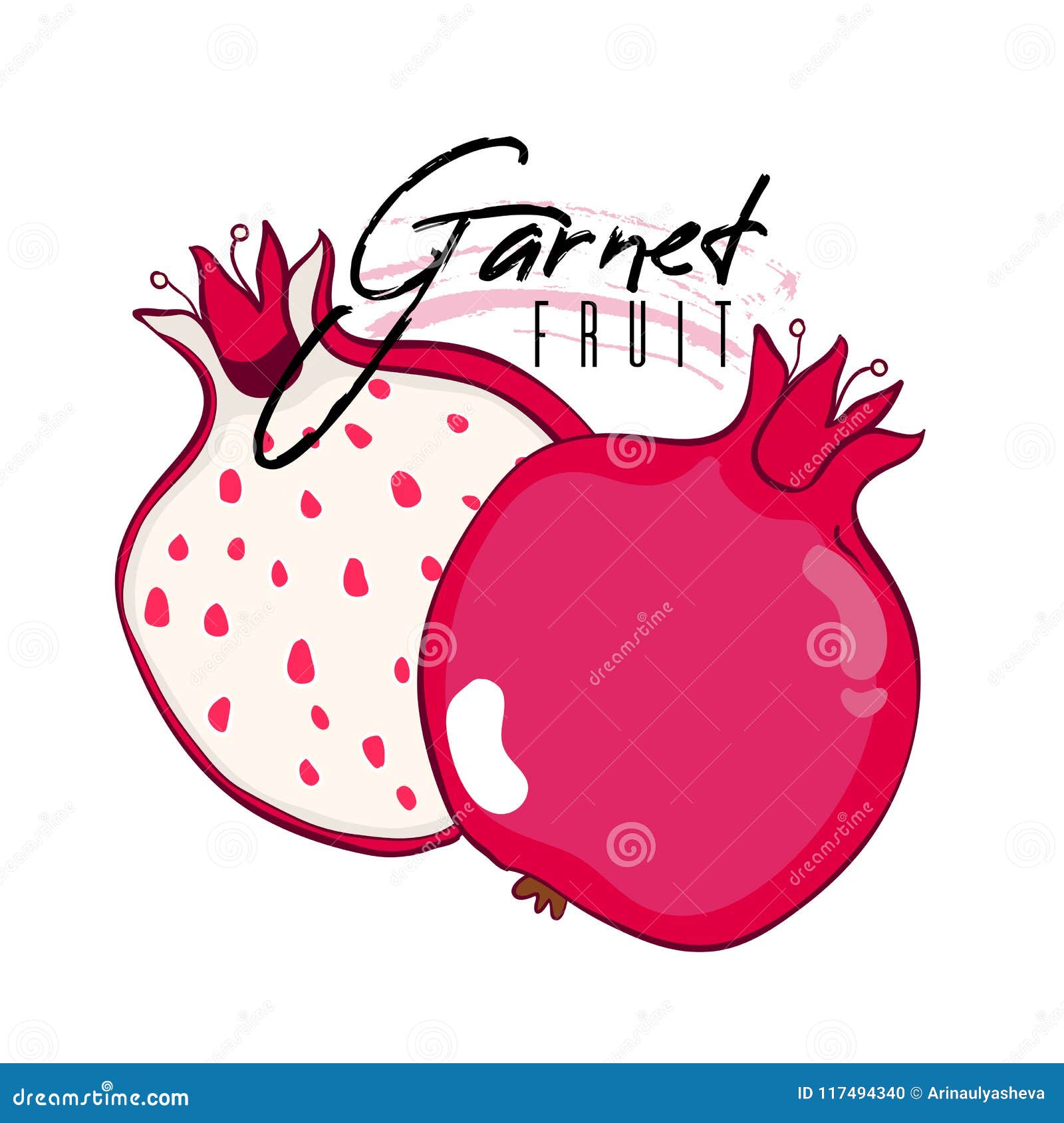 Vector Isolated Red Garnet with a Cut with Text on a White Background ...