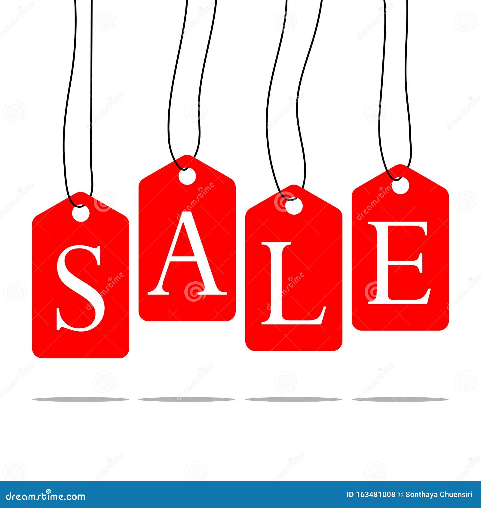 Vector Isolated Red Hanging Sales Tags,illustrations Stock Vector ...
