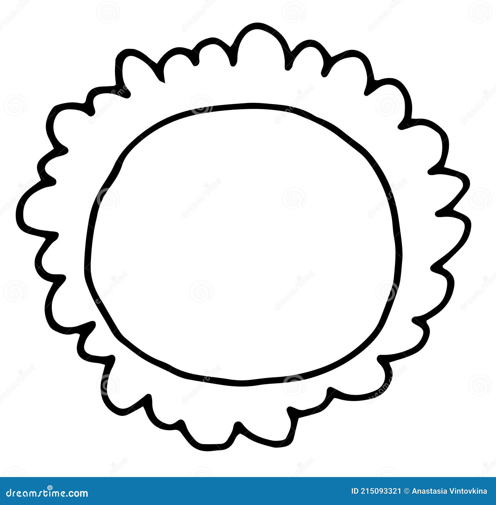 Vector Isolated Round Frame Template with a Wavy Line Around, Drawing ...