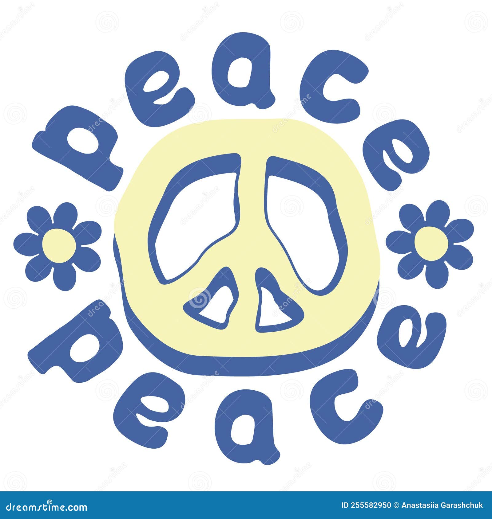 Vector Isolated Rounded Illustration Of Pacificus With Lettering. Peace ...