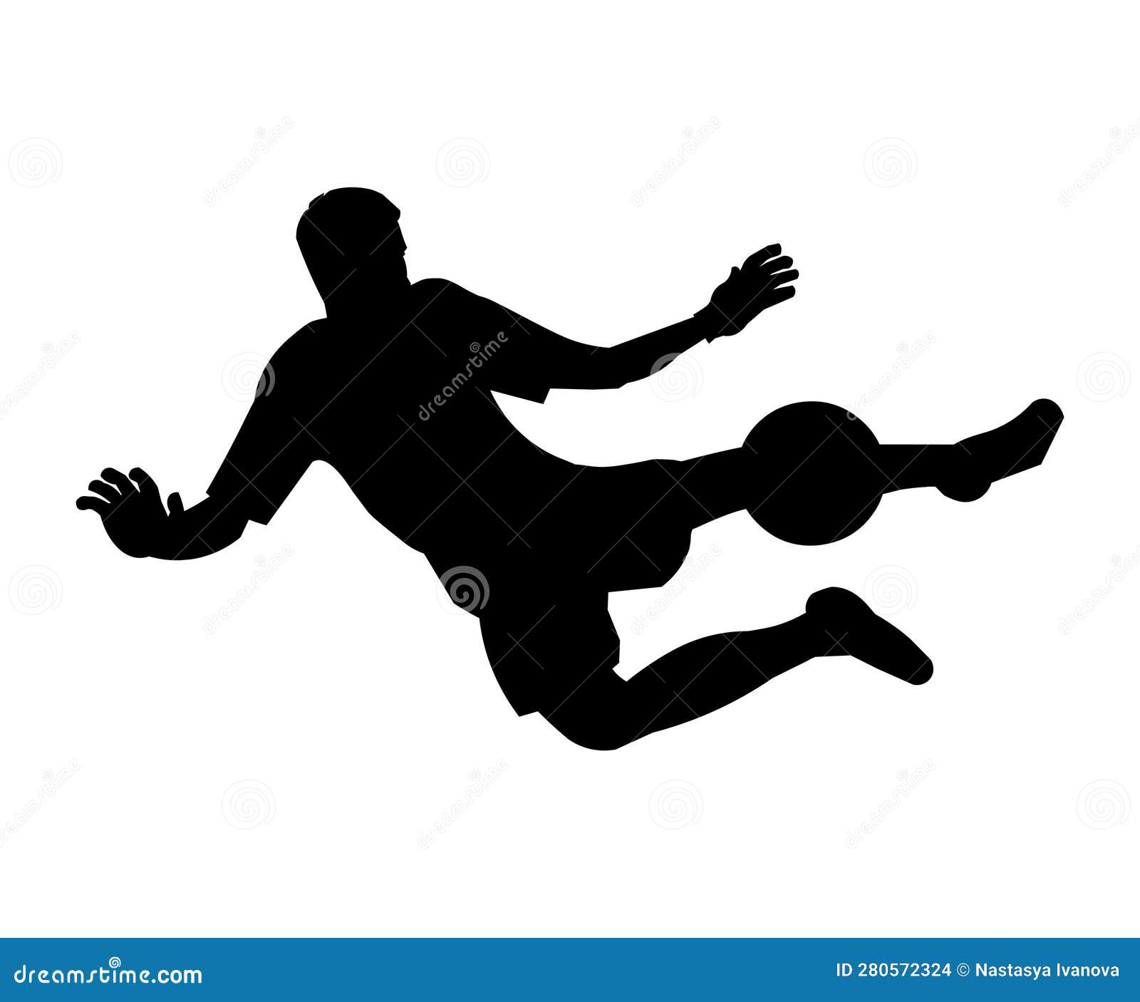 Black Silhouette Of A Football Goalkeeper In A Sports T Shirt And Gloves Who Jumped Up To Catch