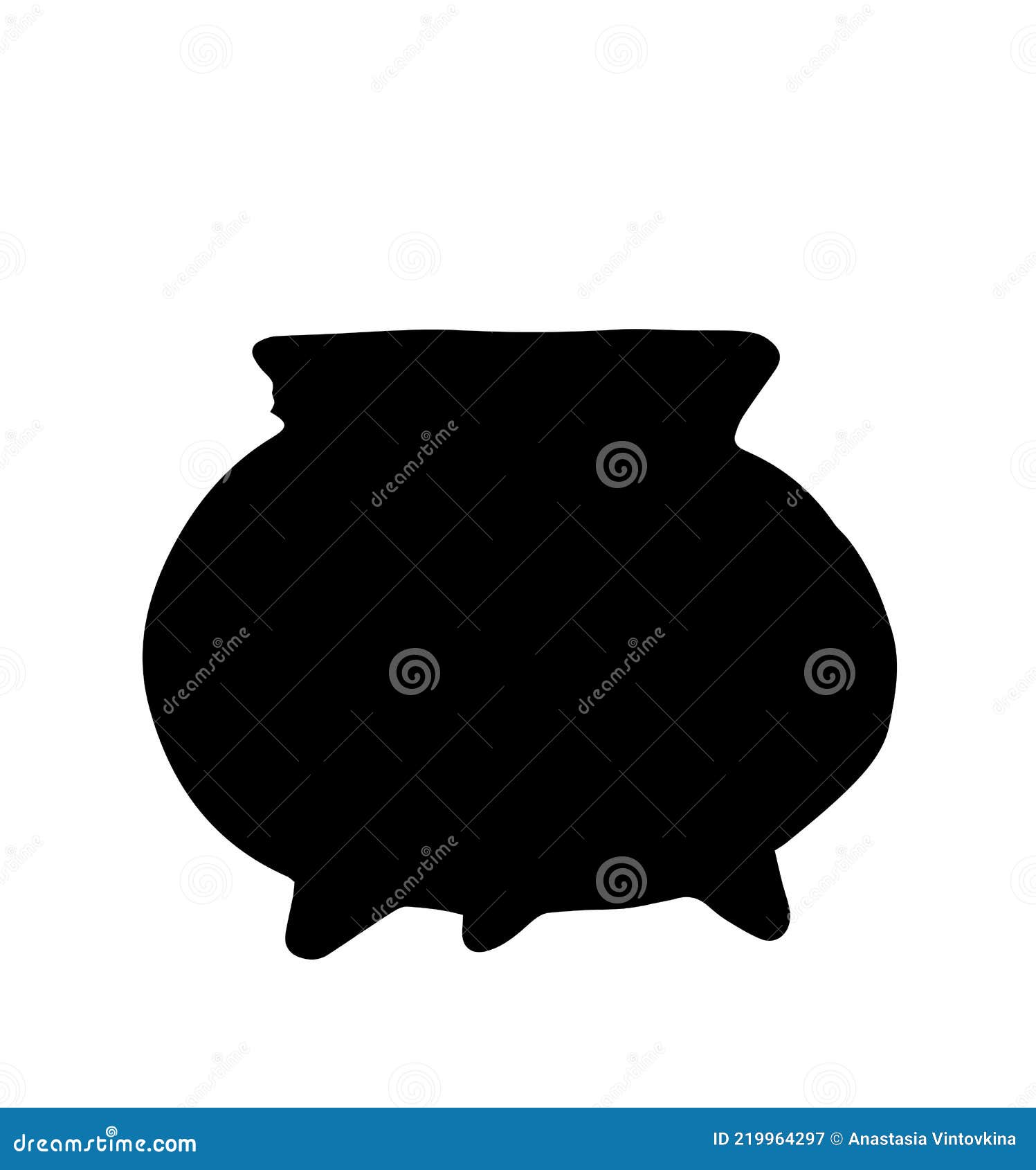 Vector Isolated Silhouette of a Round-shaped Witch`s Cauldron on Three ...