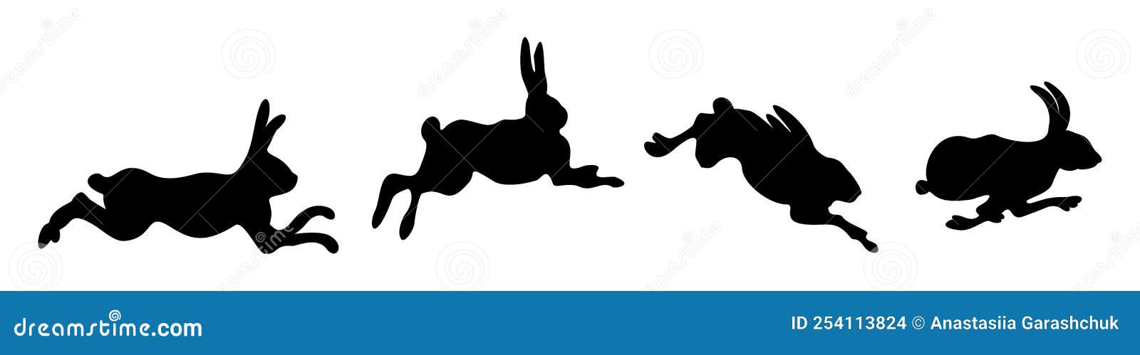 Vector Isolated Silhouettes of Running Hare. Stock Vector ...