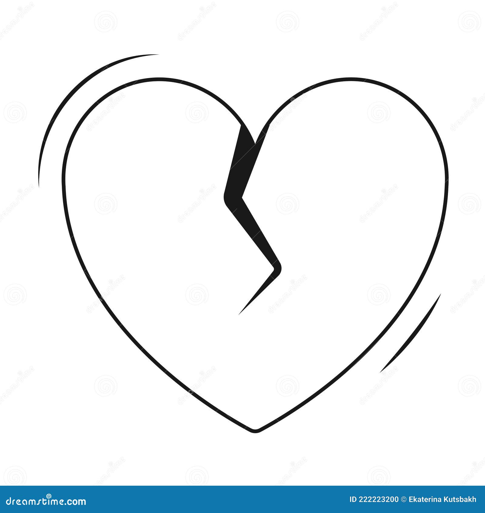 Vector Isolated Simple Flat Icon. Heart with a Crack in the Middle ...