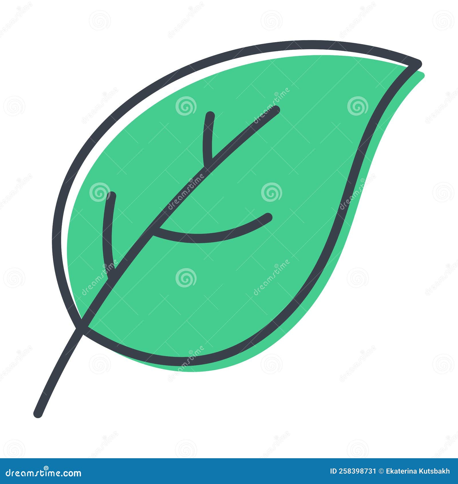 Vector Isolated Simple Leaf Icon. Stock Vector - Illustration of shape ...