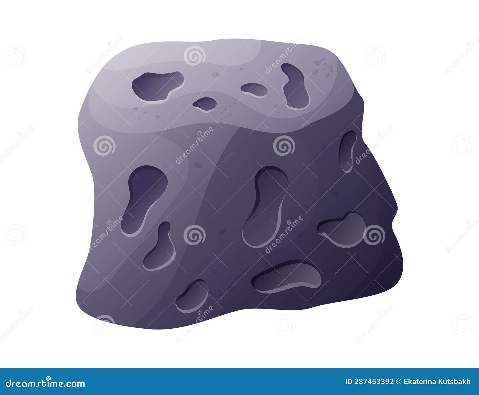 Vector Isolated Space Asteroid or Meteorite, Cartoon Stone with Craters ...