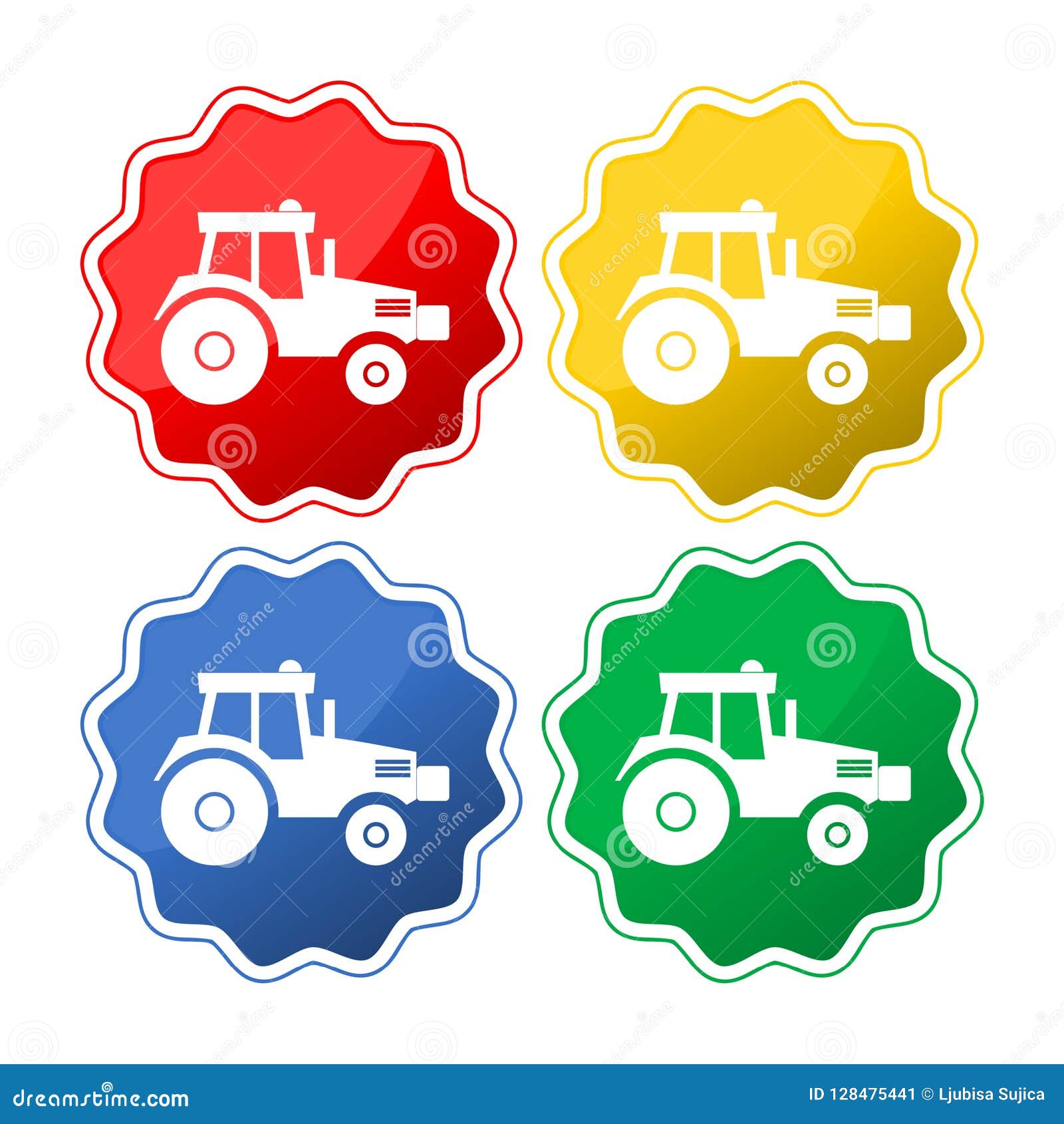 Vector Isolated Tractor Icons Stock Vector - Illustration of machinery ...