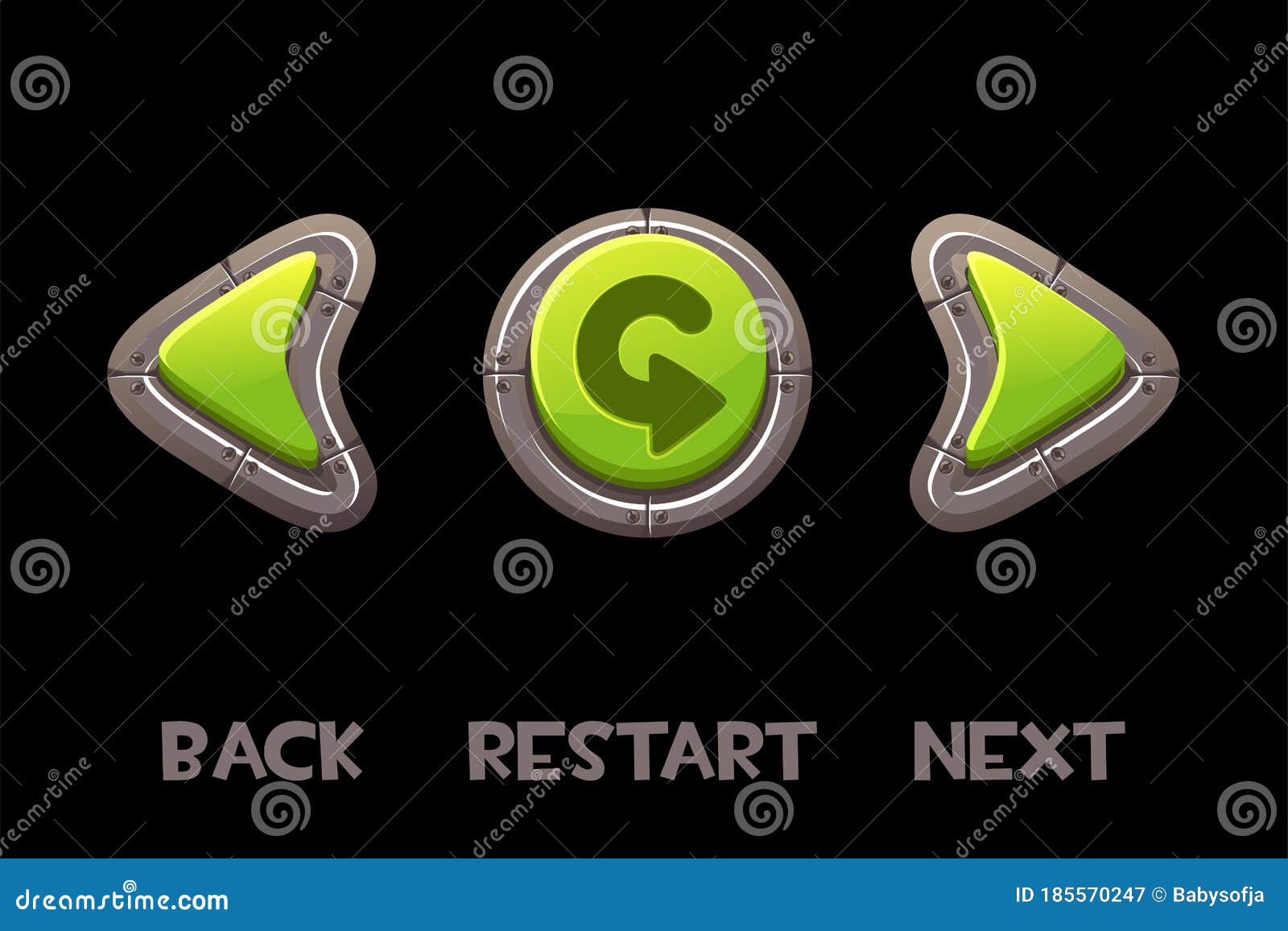 Vector Isolated Ui Metal Buttons Return, Next, Back. Stock Vector ...