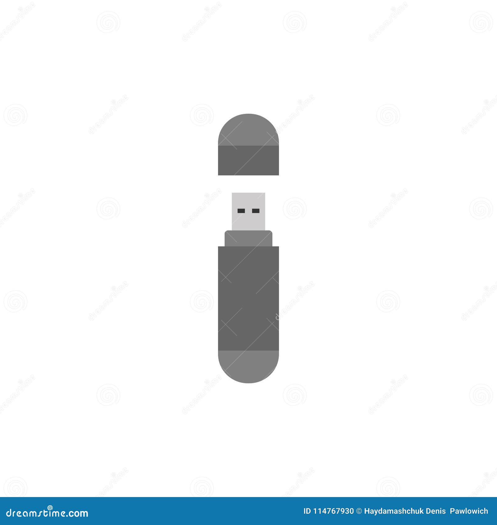 Vector Isolated USB Flash Drive in Cartoon Style. Stock Vector ...