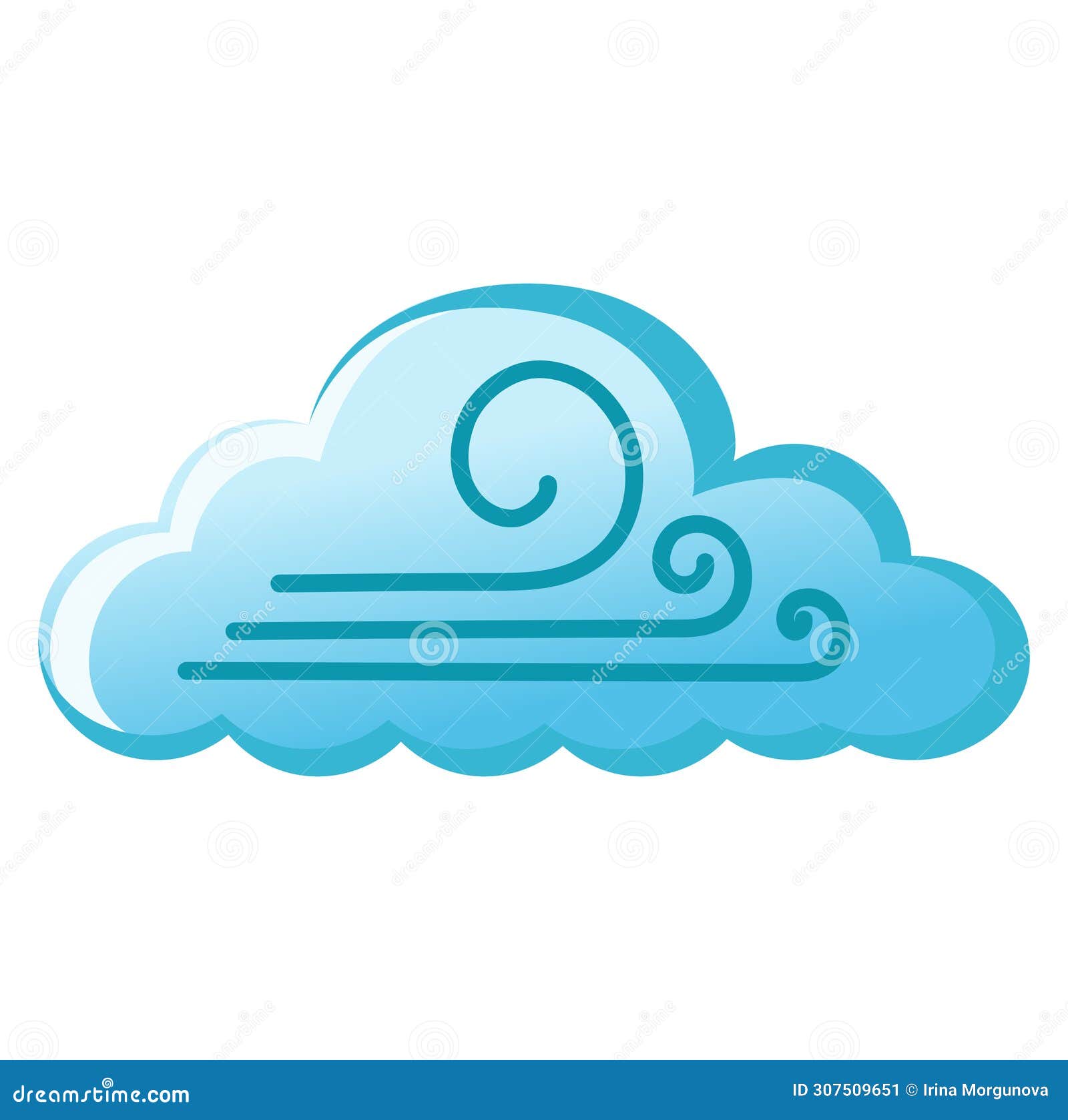 Vector Isolated Weather App Icon with Blue Windy Cloud. Interface Elements in Flat Design. for ...